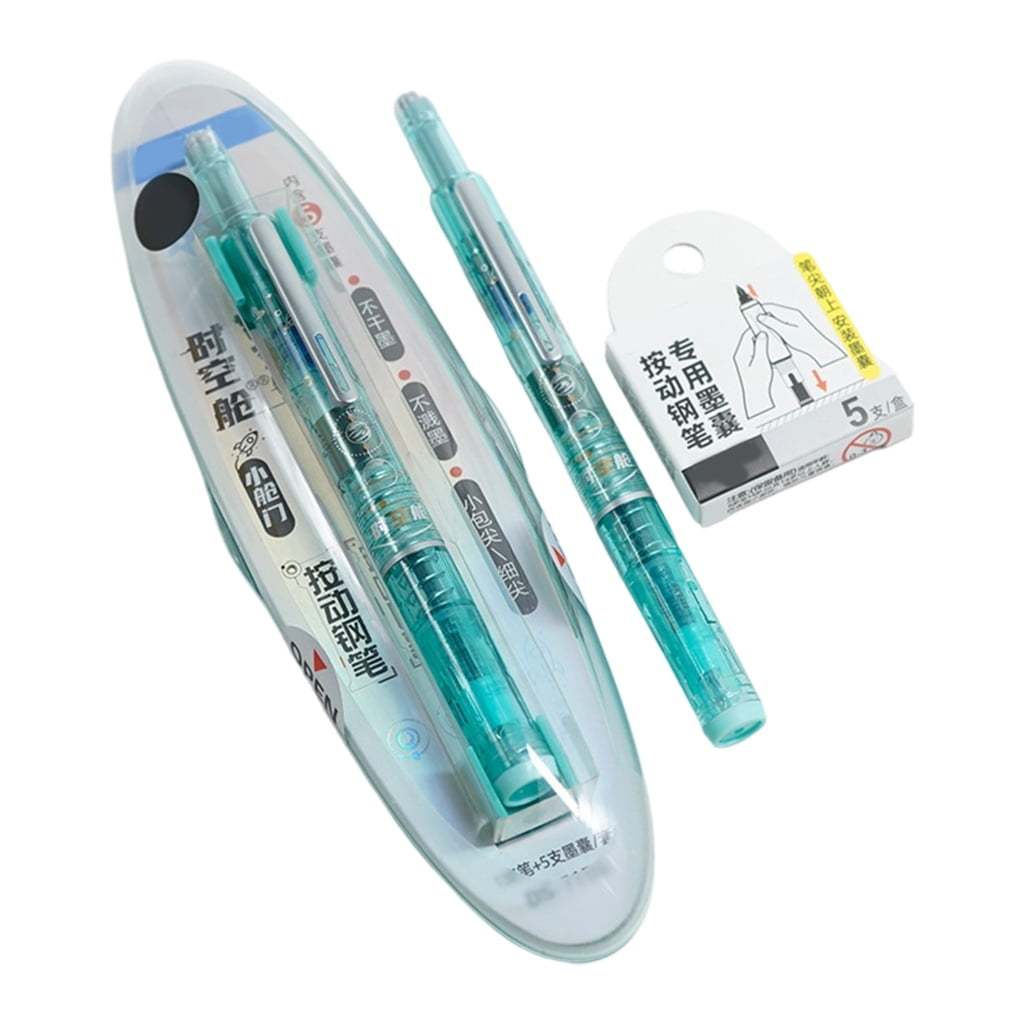 Press Fountain Pen with 5 Inks Cartridges for Beginner Practice ...