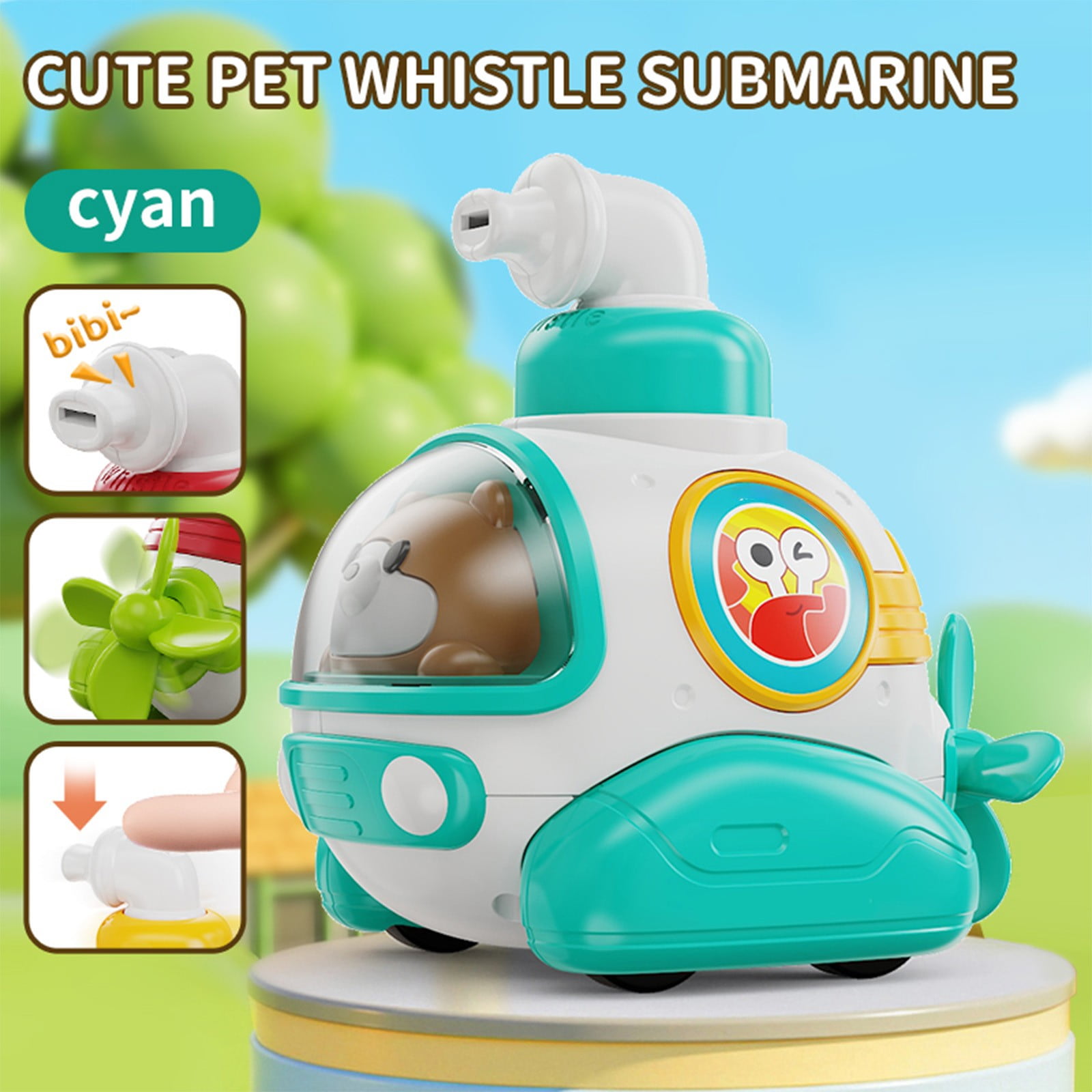 Press and Glide Animal Toy Car Bear Hippo Shaped Push Glider with ...