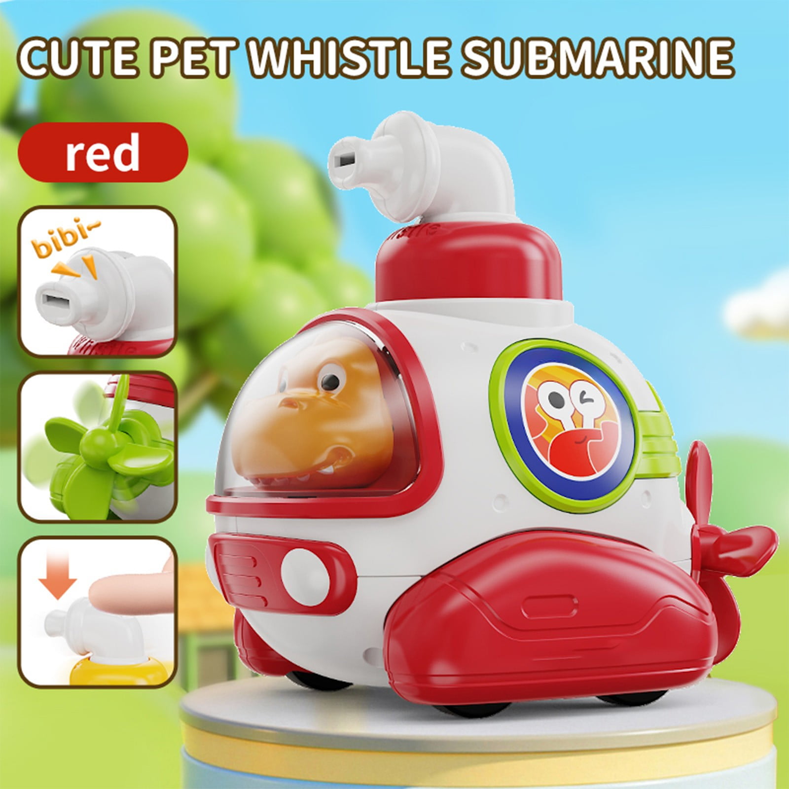 Press and Glide Animal Toy Car Bear Hippo Shaped Push Glider with ...