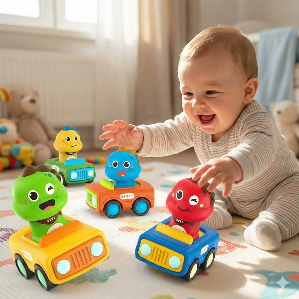 Press to Go Car Toys for Toddlers 1-3, Baby Animal Racing Cars, Infant ...