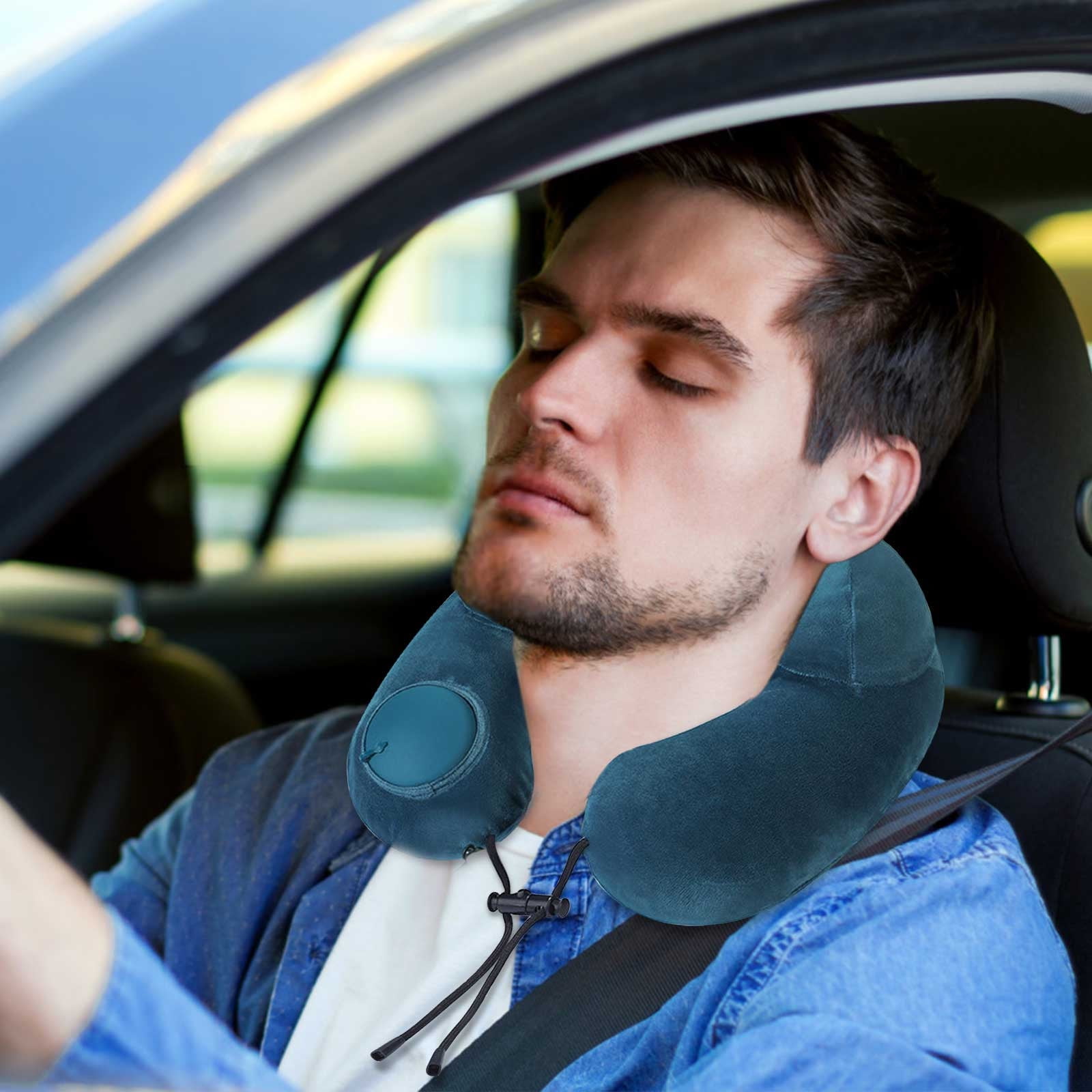 Press Inflatable Neck Pillow with Push-Button Inflation | Double Hump ...