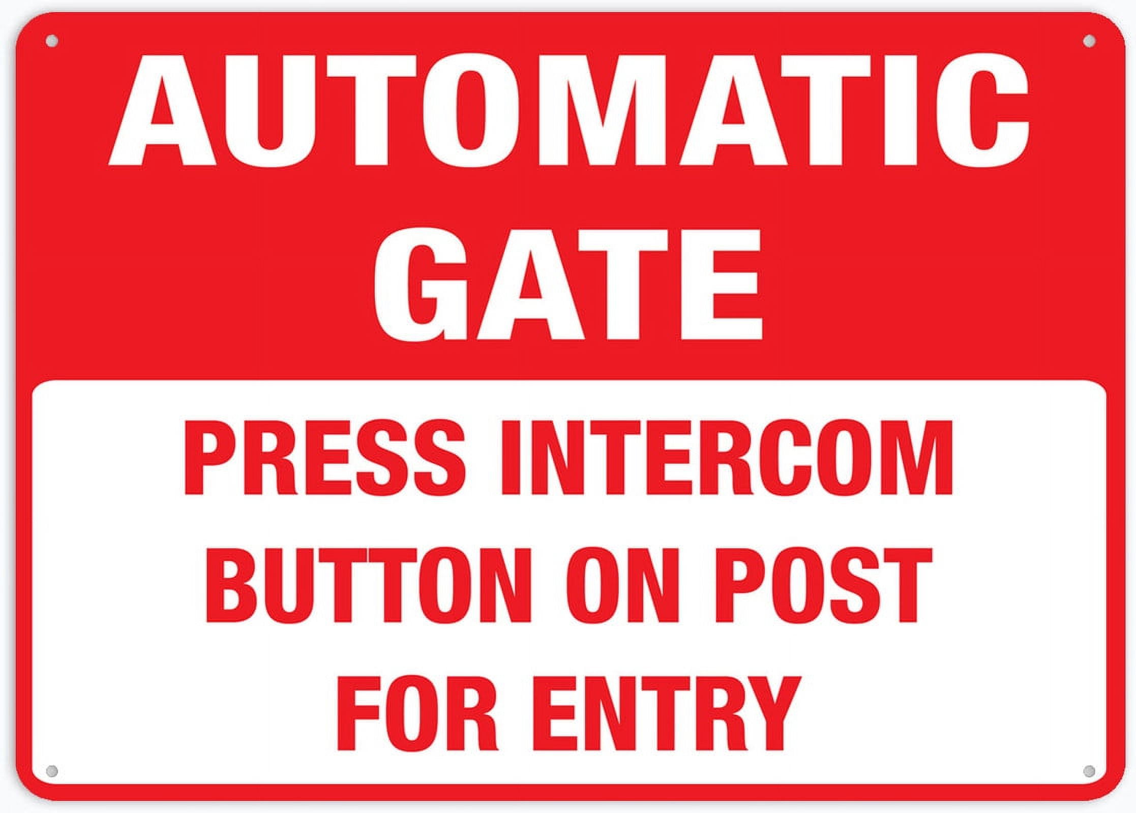 Press Intercom Button On Post For Entry Automatic Gate Sign For ...