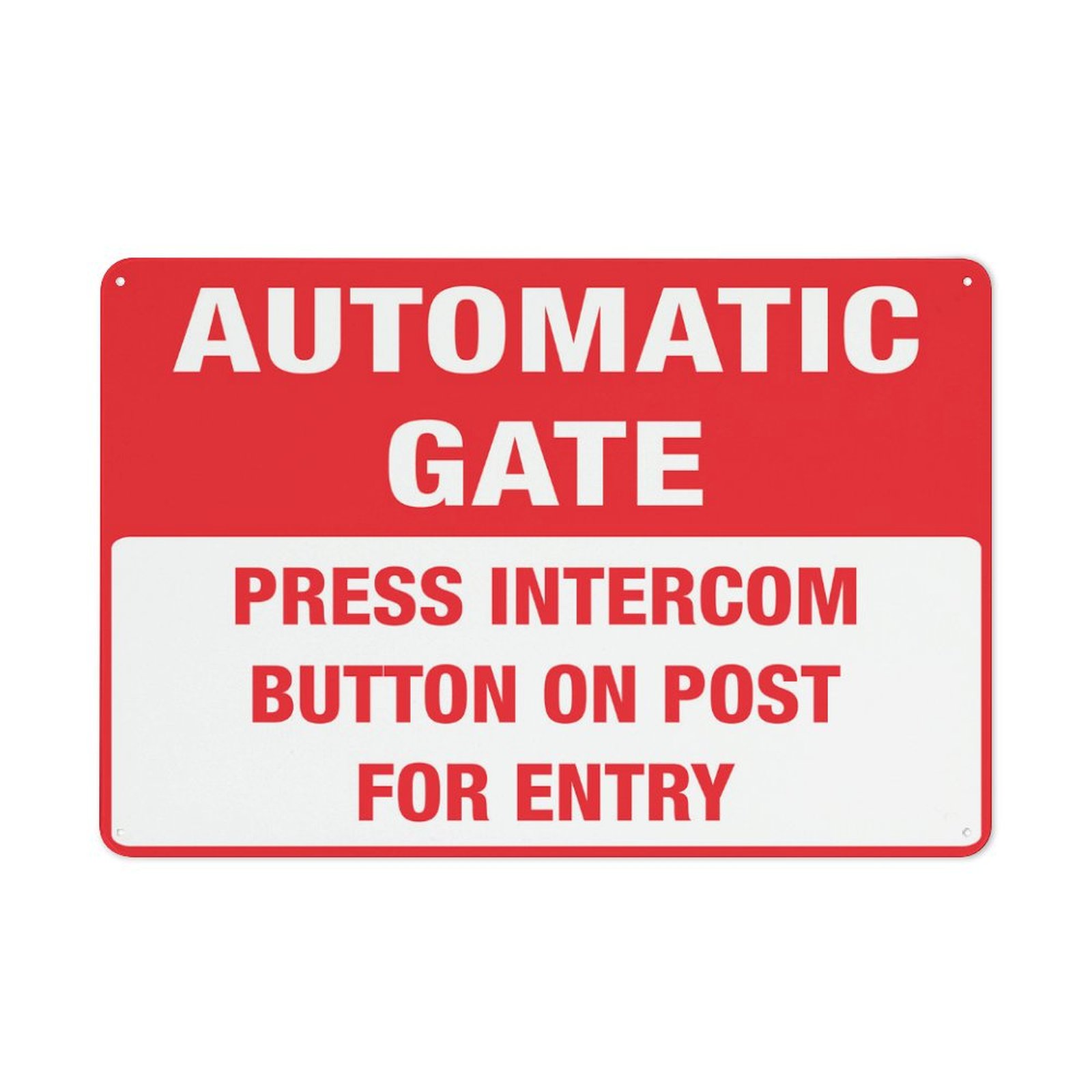 Press Intercom Button On Post For Entry - Automatic Gate Sign Warning ...