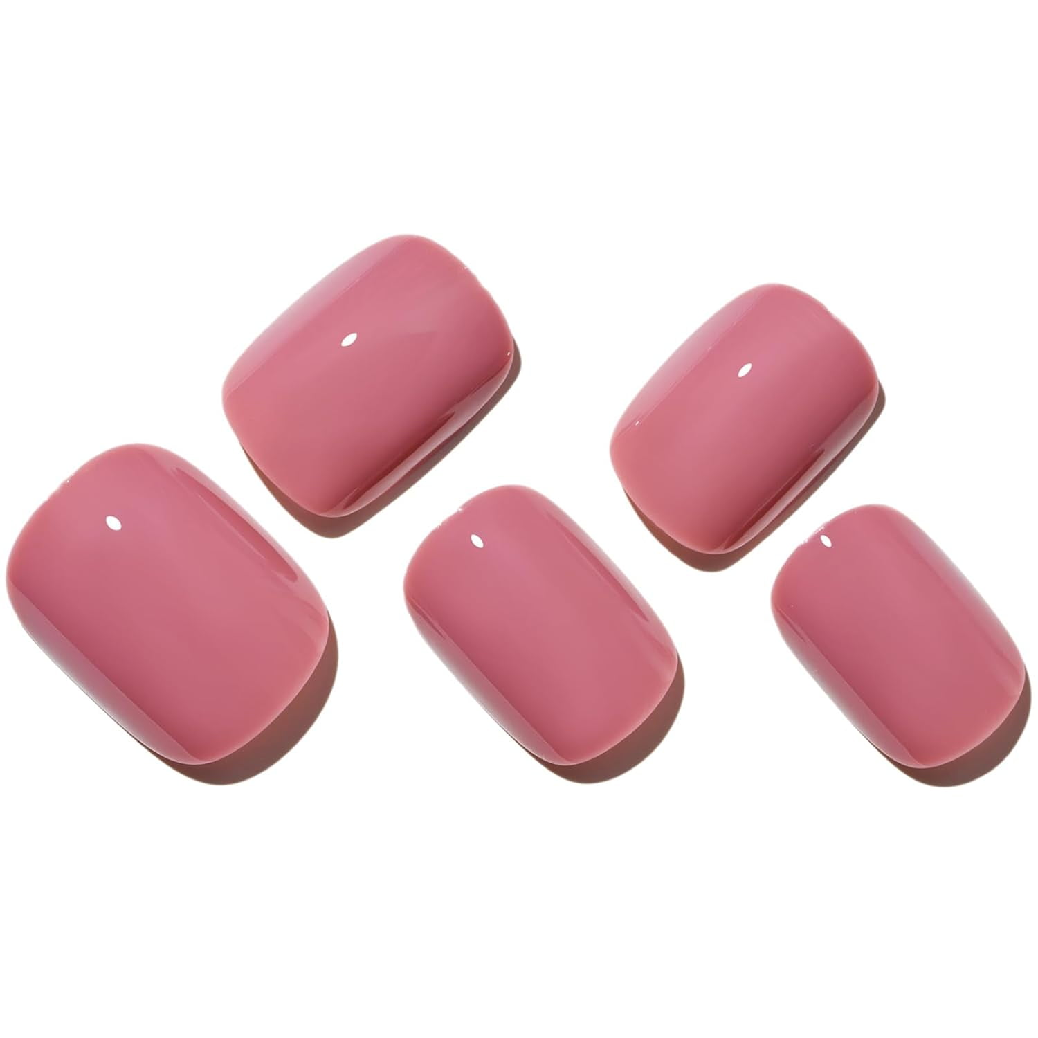 Press on Nails Extra Short Squoval, Spring Summer Dusty Pink Jelly Gel ...