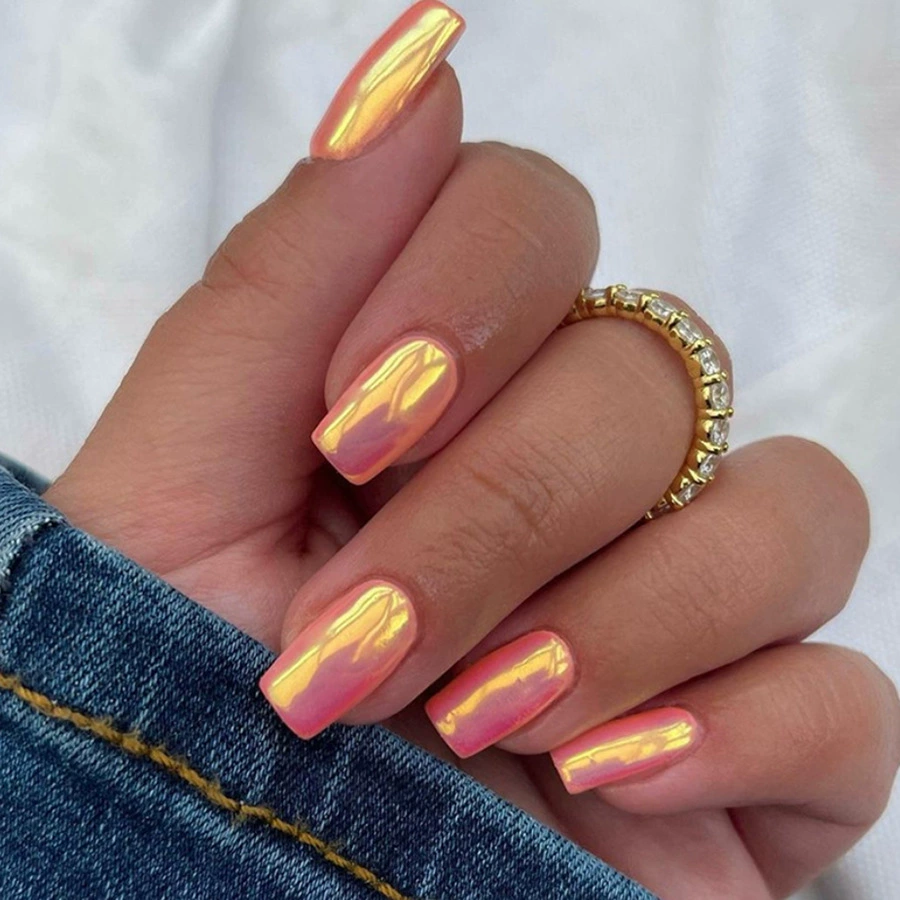 Press on Nails Extra Short Squoval, Spring Summer Handmade Neon Orange ...