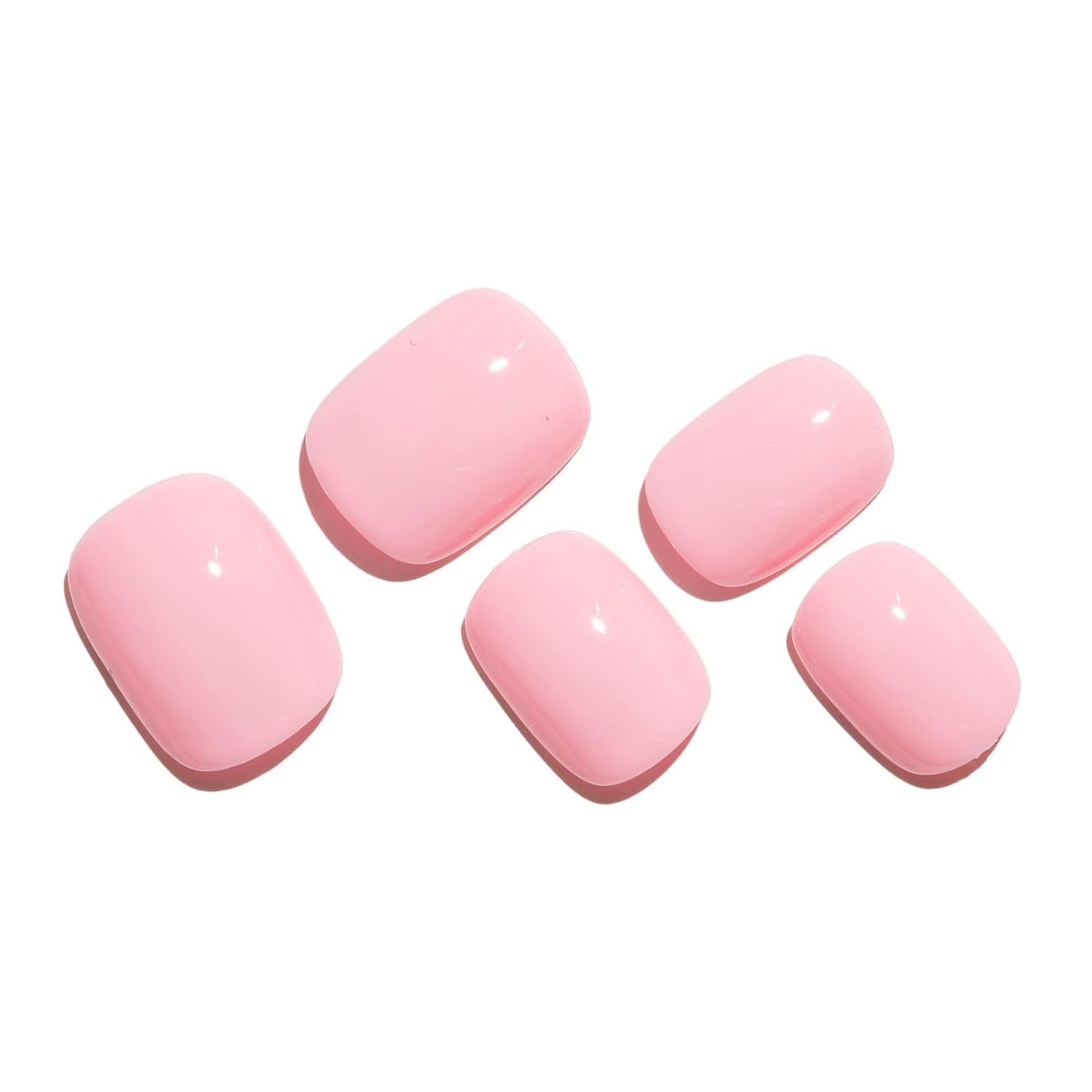 Press on Nails Extra Short Squoval, Spring Summer Light Pink Gel Glue ...