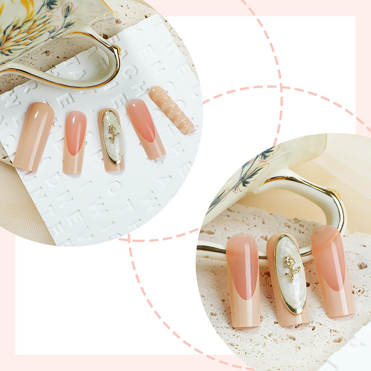 Press on Nails Long Coffin Shaped Acrylic Glossy Full Cover Long Square ...