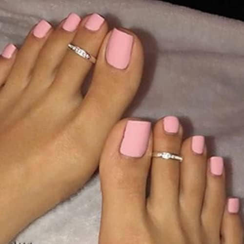 Press Nails Matte Square Toenails Short Solid False Nails with Designs ...