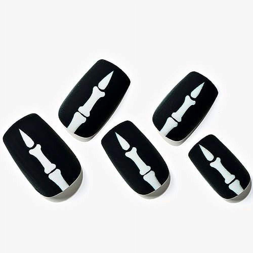Press On Nails Medium Square Glamermaid Matte Gothic Bone Candle Glue On Gel Nails 24pcs Short