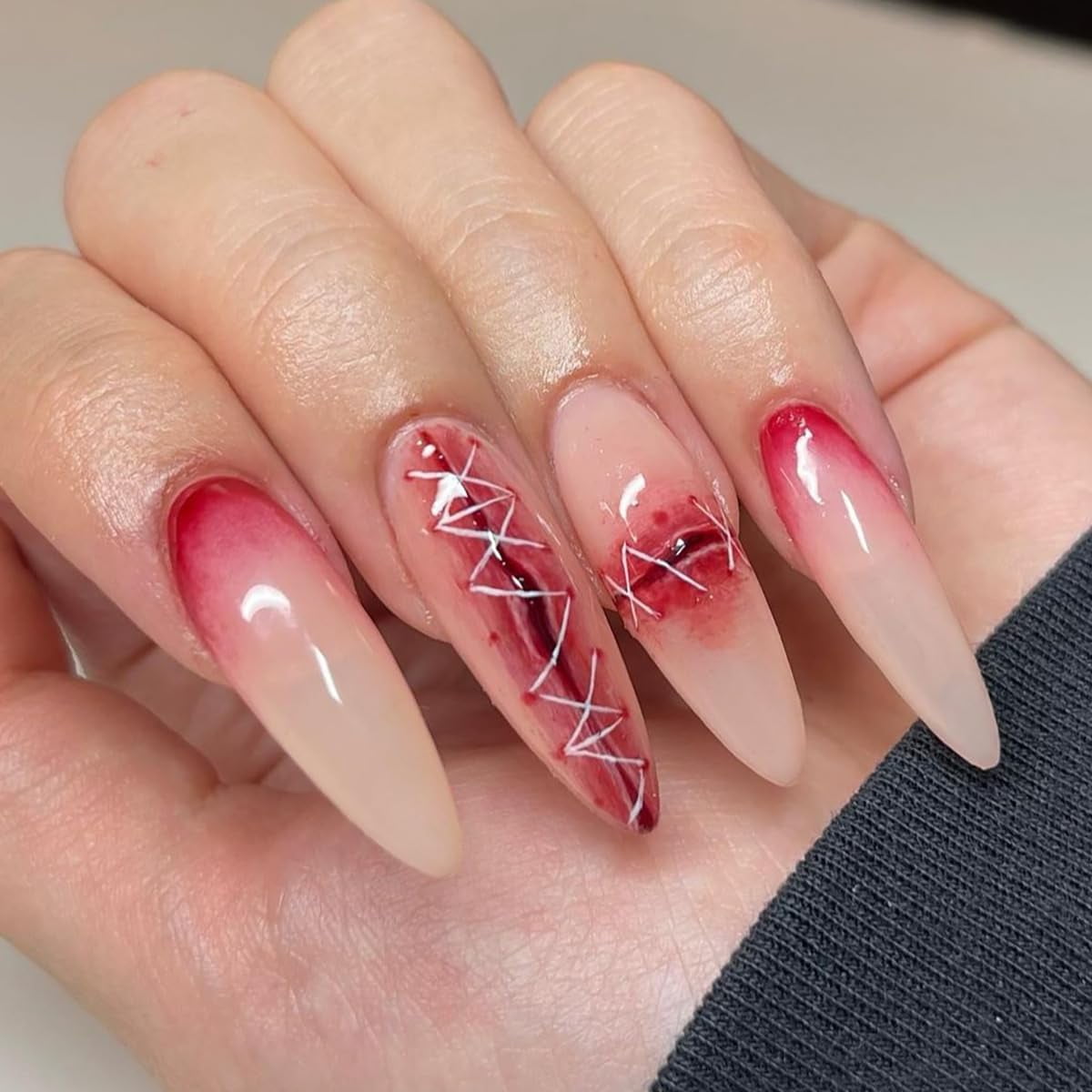 Press Nails Pink Gradient Manicure French Medium Square Nail Pads 12 ...