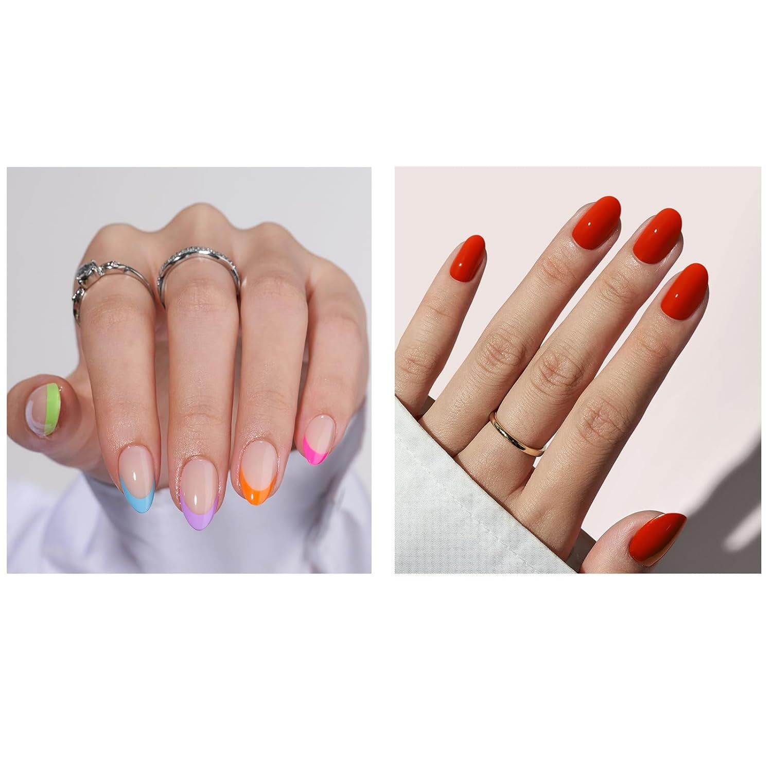 Press On Nails Short - Soft Gel Press on Nails, Seamless Glue on Nails ...