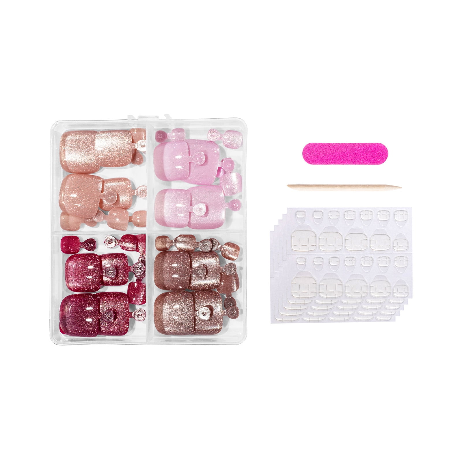 Press On Toenail Cats Eye Fake Toenails Short Square False Nails with ...
