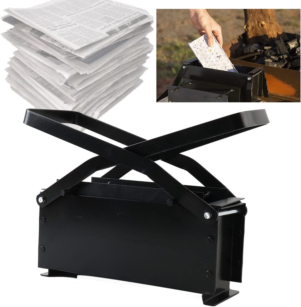 Press Paper Log Maker, Iron Newspaper Briquet Maker Paper Log Briquette ...