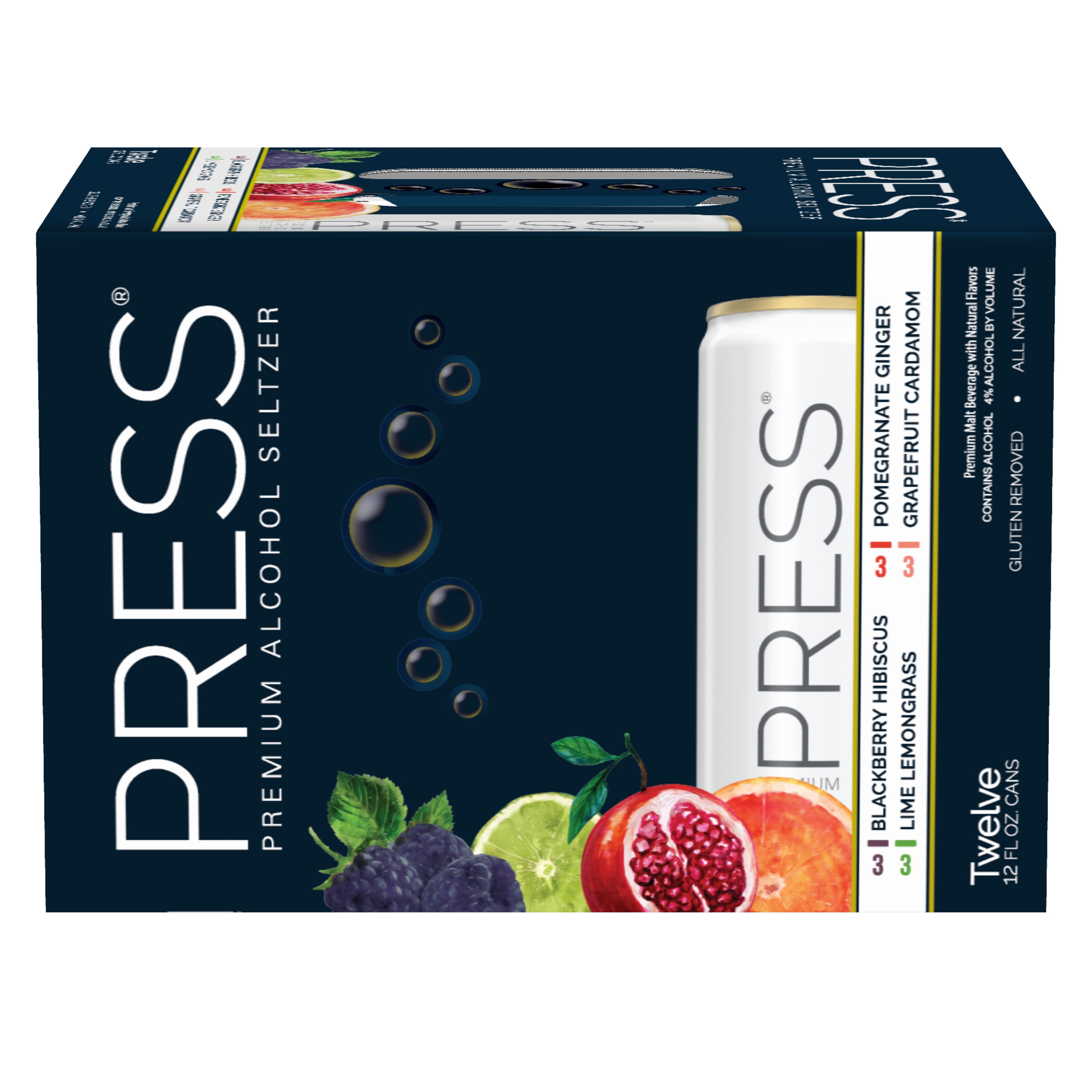Press Seltzer Variety 12 Pack 12 Fluid Ounce Aluminum Cans, 4% ABV ...
