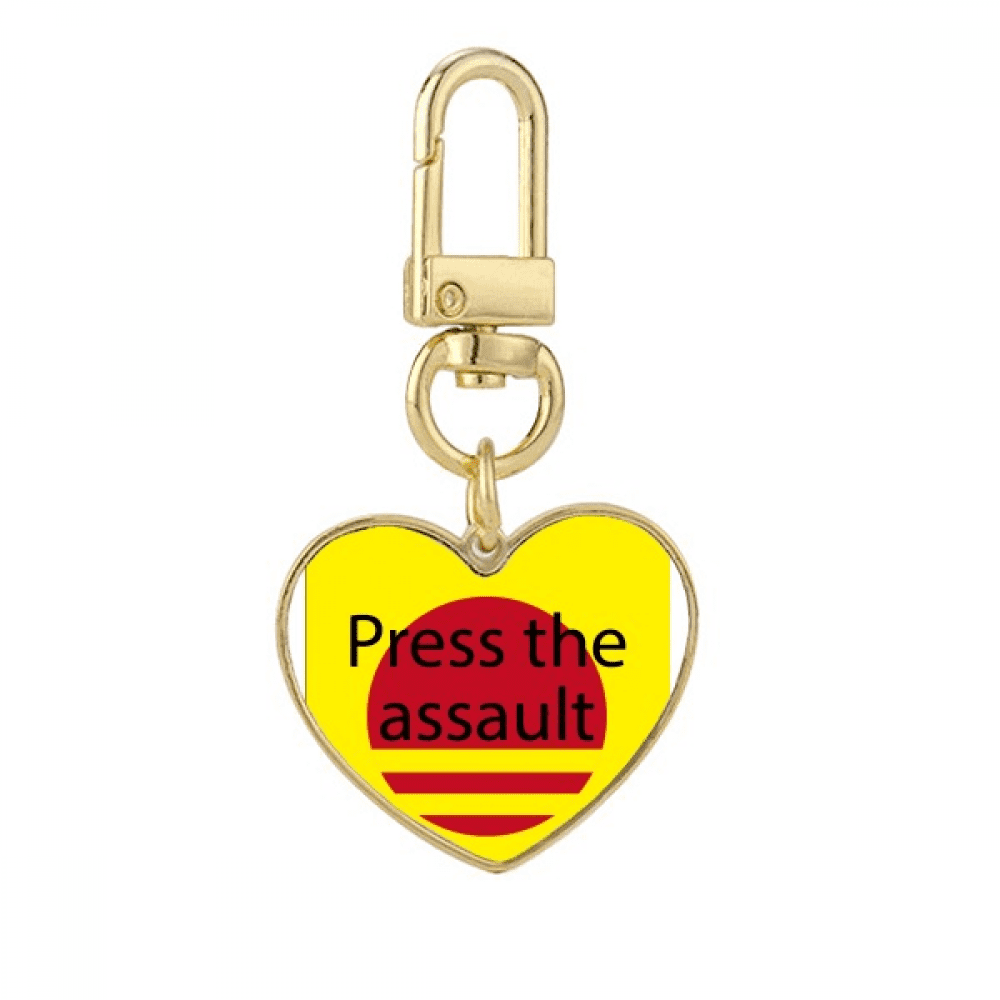 Press The Assault Art Deco Fashion Gold Heart Keychain Metal Keyring ...