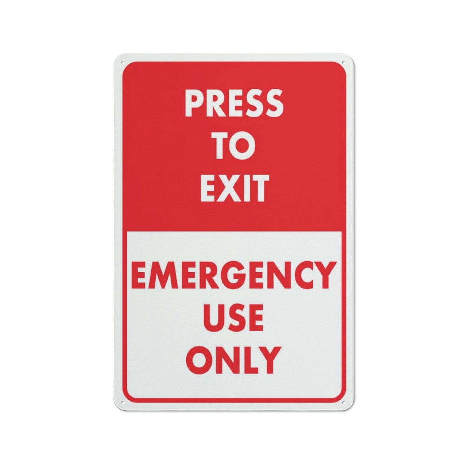 Press To Exit Emergency Use Only Sign 12”X8” Metal Signs Aluminum Sign ...