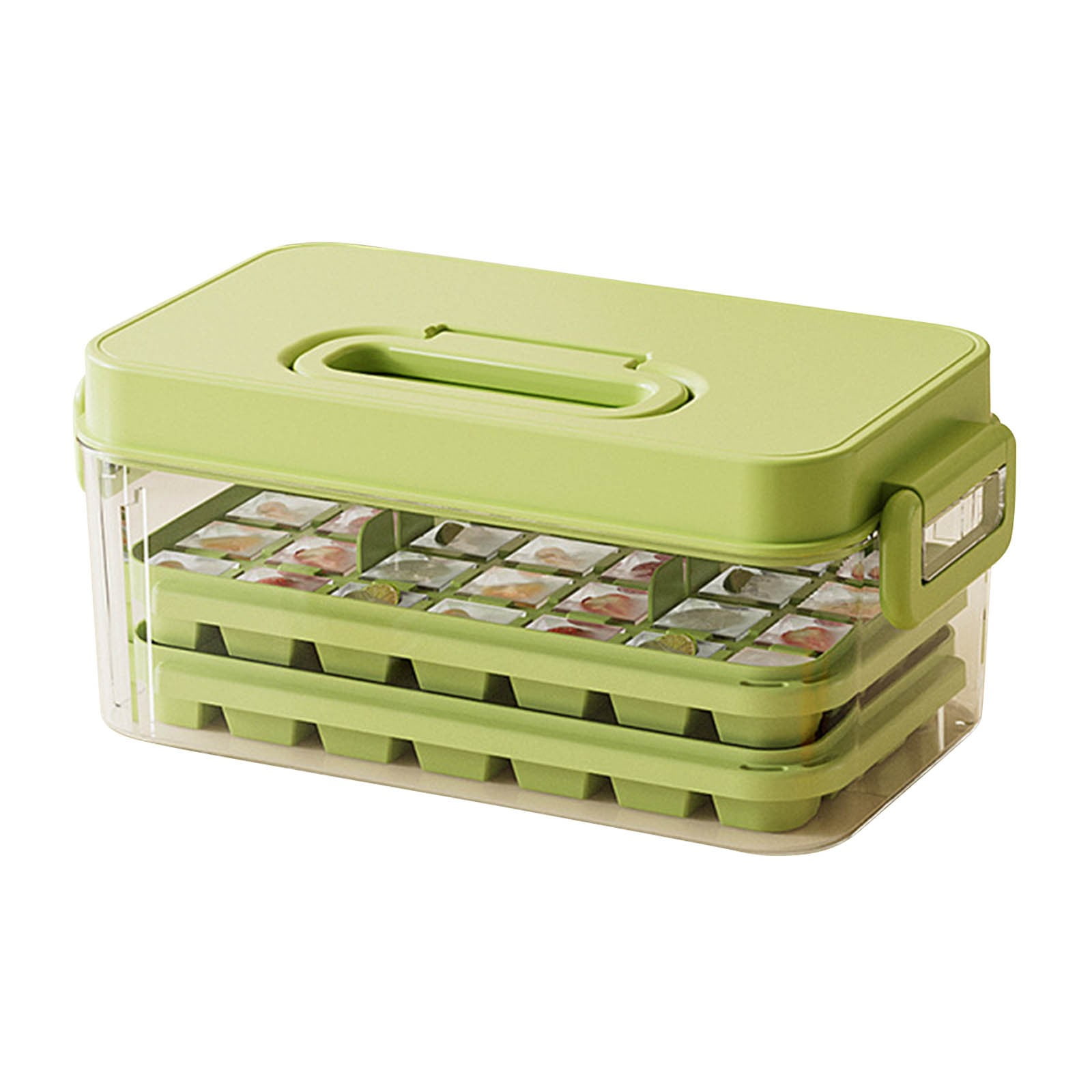 Press Type Ice Box Ice Tray 56‑Cube Box with Snap Lid & Scoop, Large ...