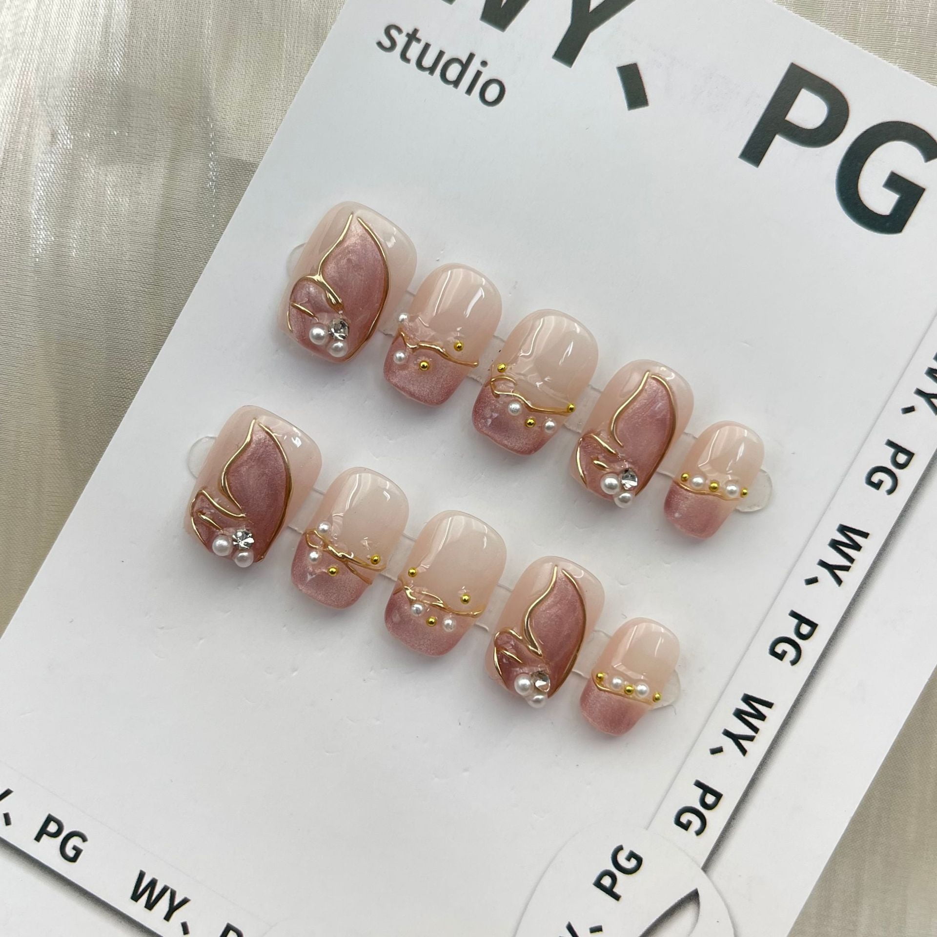 Press on Nails Extra Short Square Cat's eye fishtail butterfly pure ...