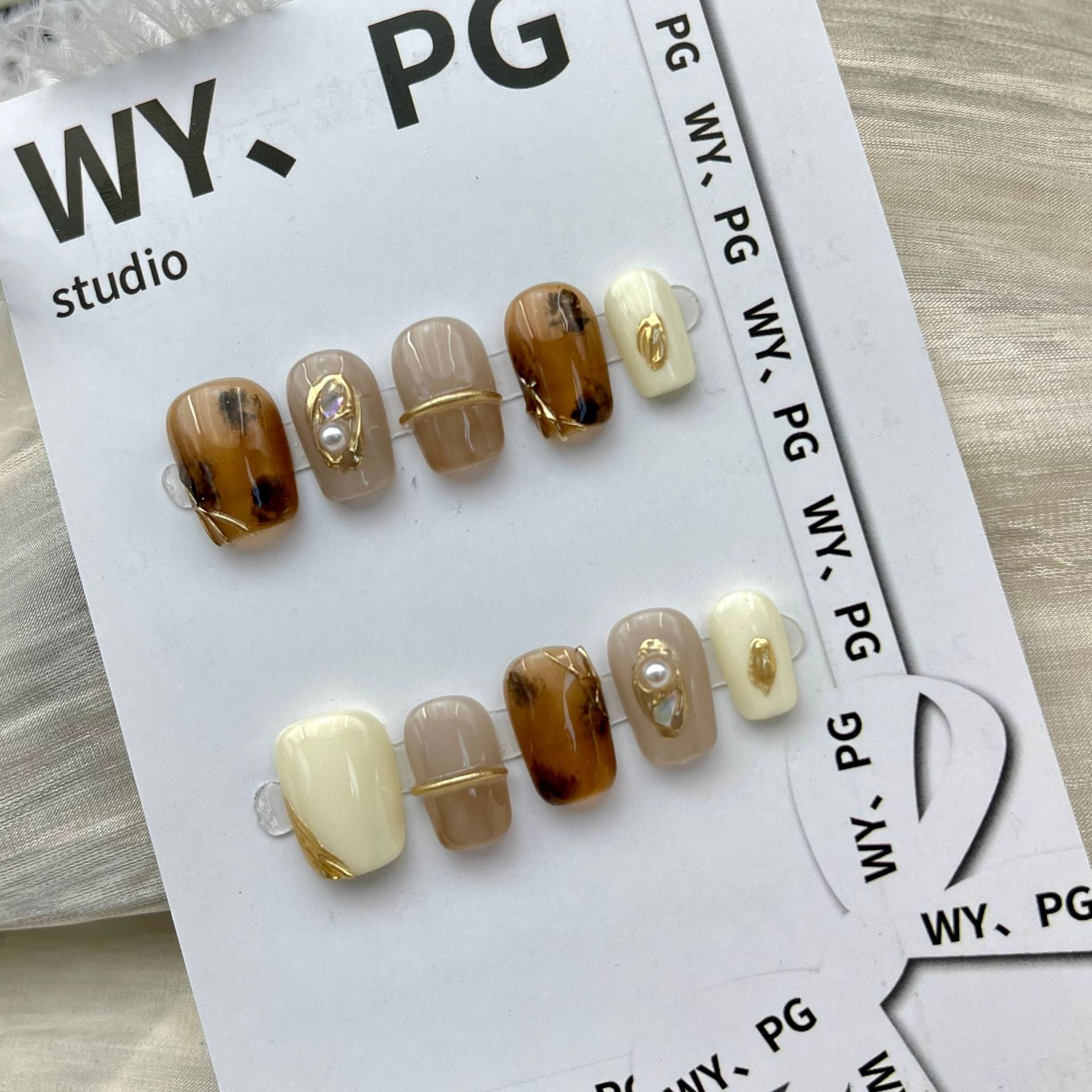 Press on Nails Extra Short Square Handmade Pearl Magic Mirror Powder ...