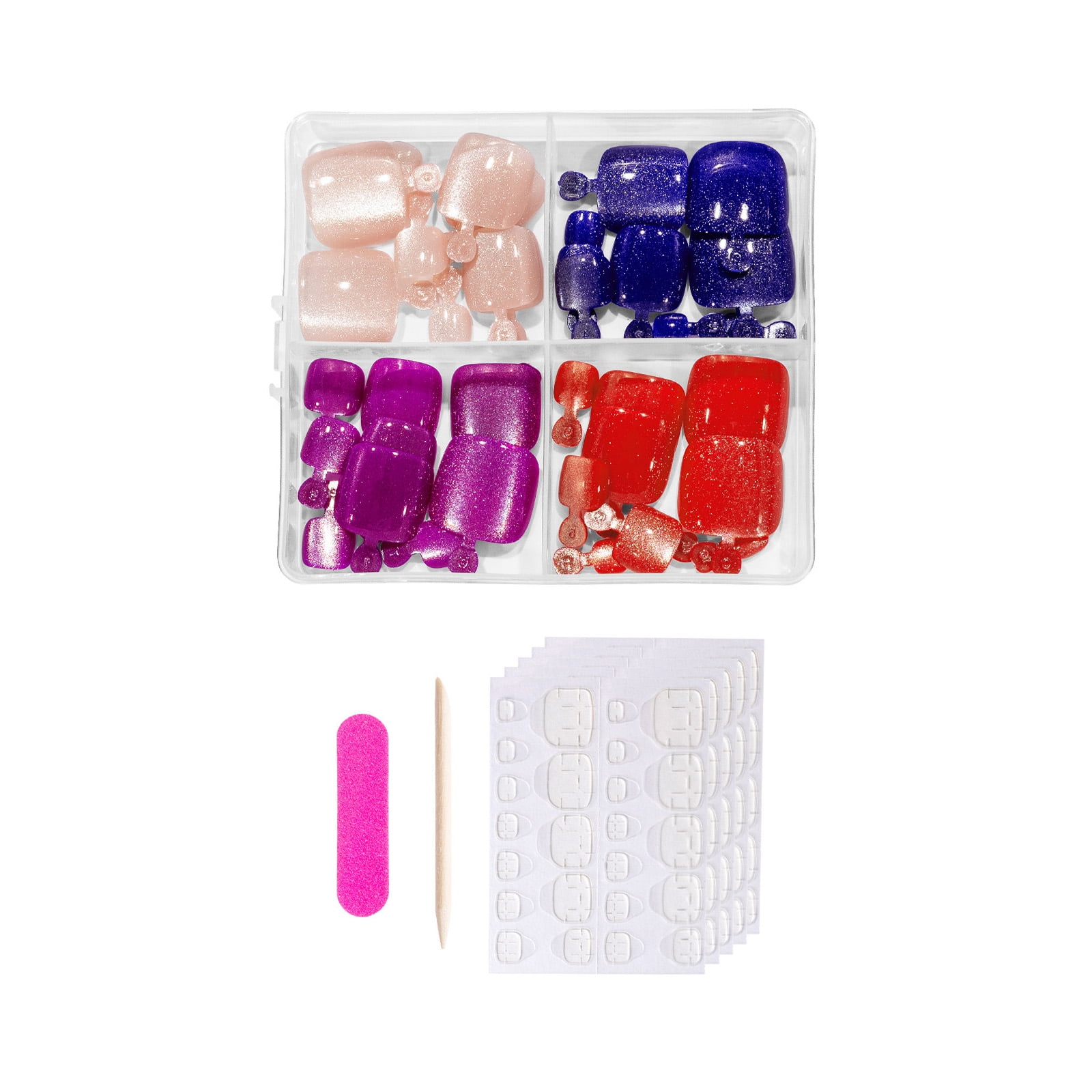 Press on Toenail Glossy Fake Toenail Glues on Toenail Cats Eye Acrylic ...