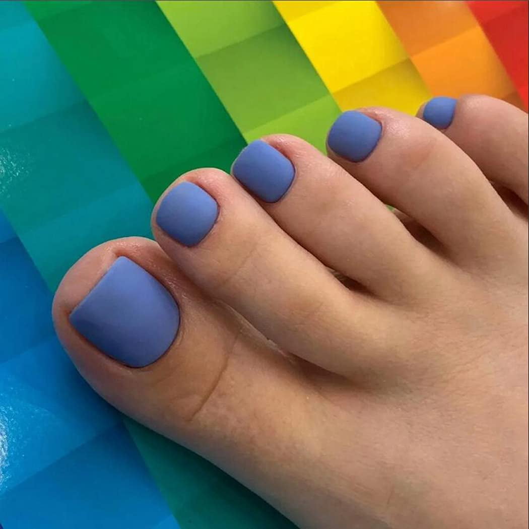 Press on Toenails Square False Toe Nail Glossy Cute Acrylic Fake Toe ...