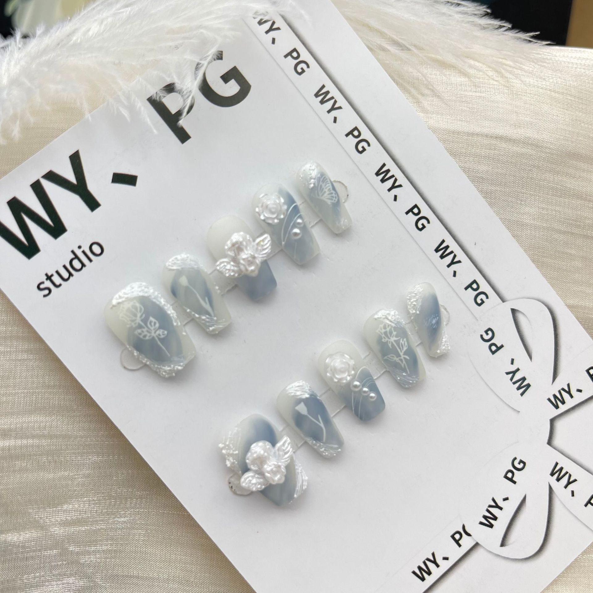 Press on nails fake Manicure pure hand-made wear short Baroque angel ...