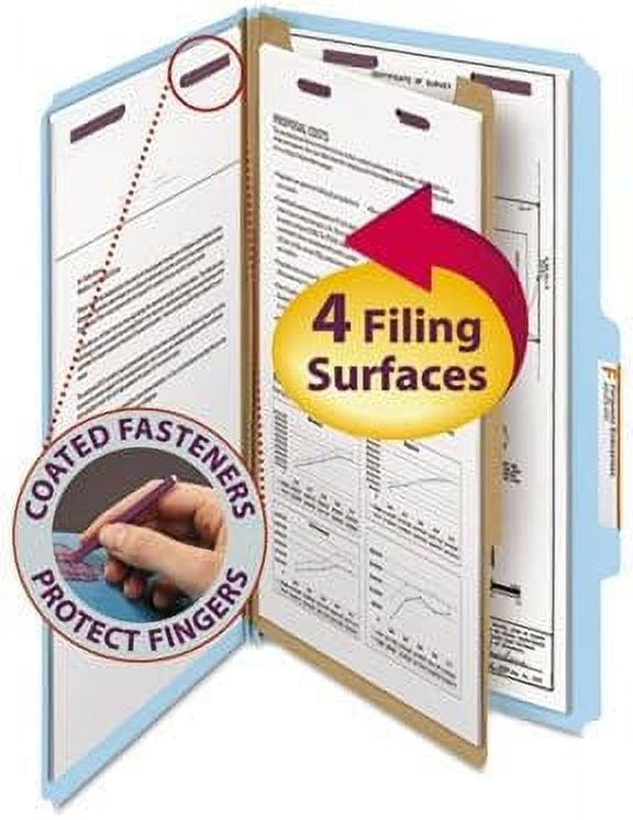 Pressboard Classification Folders, Legal, Four-Section, Blue, 10/Box ...