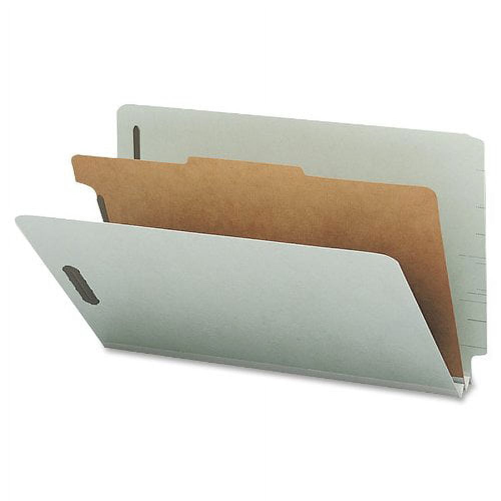 Pressboard End Tab Classification Folder, Legal, 4-Section, Gray/green ...