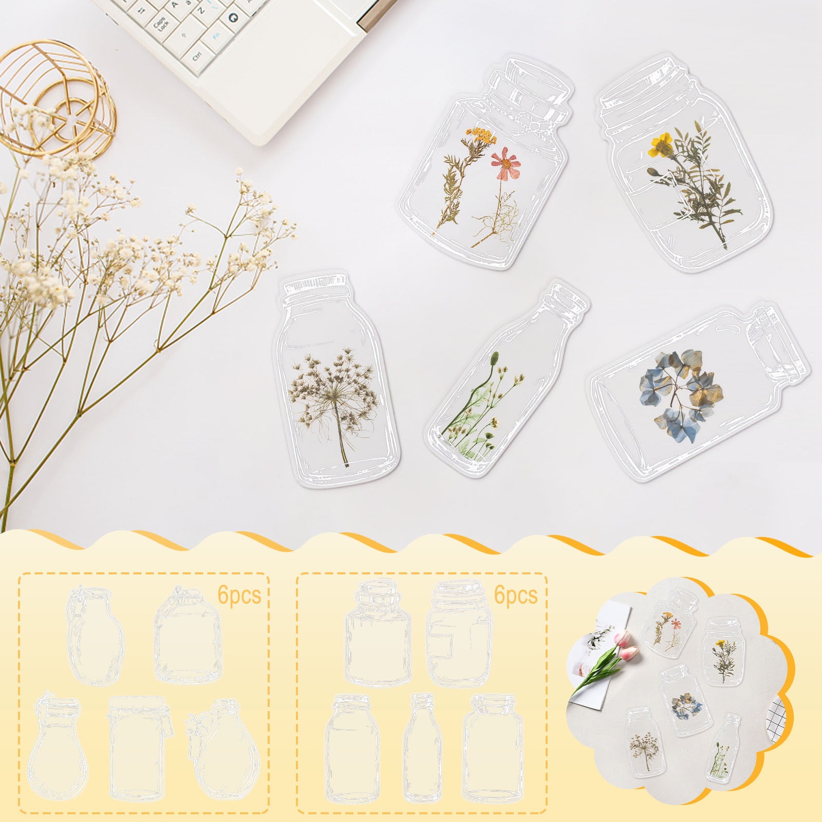 Pressed Flower Bookmark Set 30pcs Clear Bookmarks Transparent Plant ...