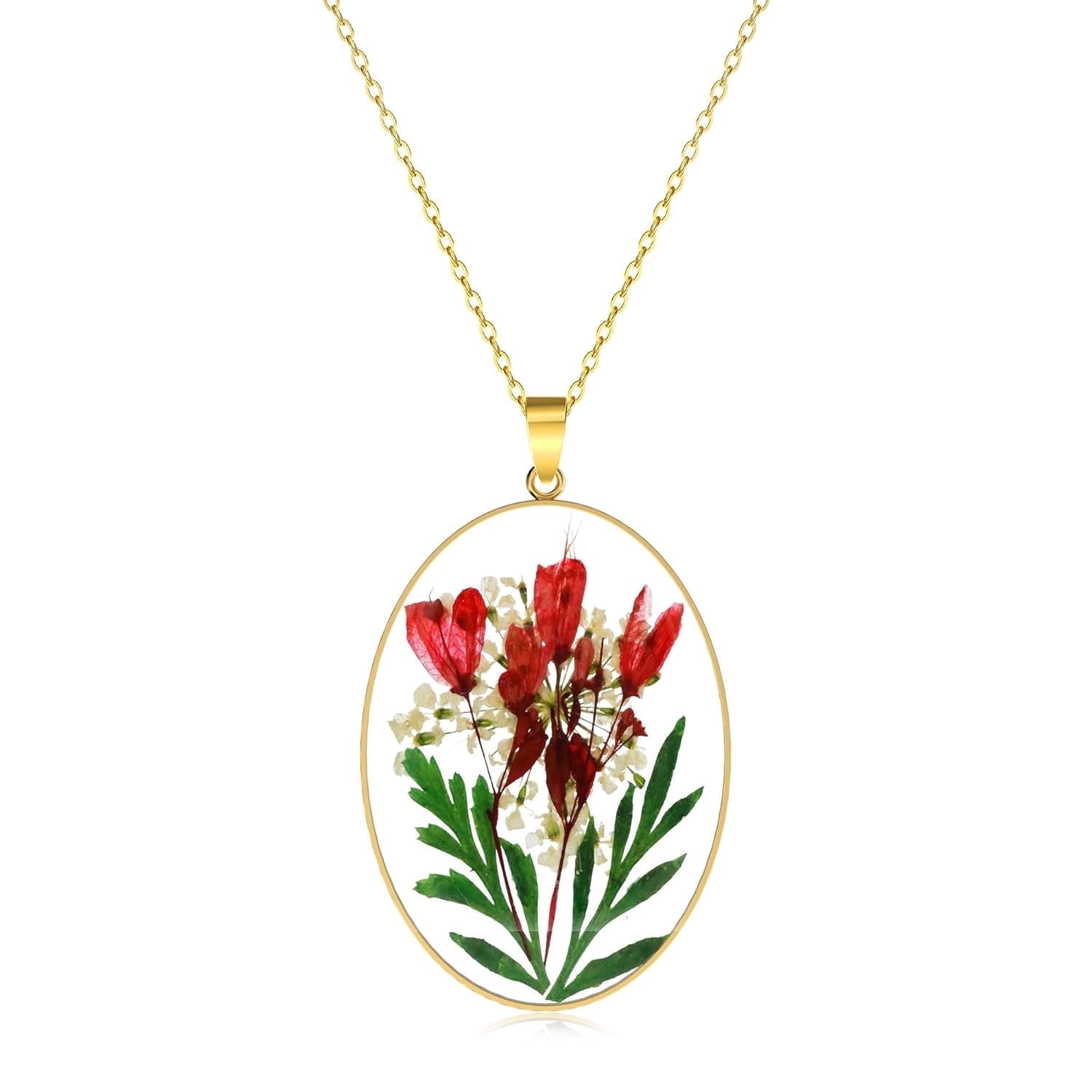 Pressed Flower Necklace Handmade Pressed Flower Necklaces Gold Pressed ...