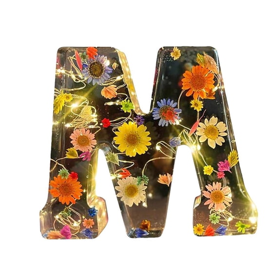 Pressed-Flower Resin Letter with LEDLight Floral Resin Mother's Night ...