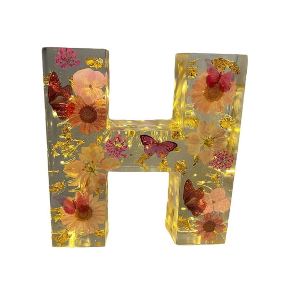 Pressed-Flower Resin Letter with LEDLight Floral Resin Mother's Night ...