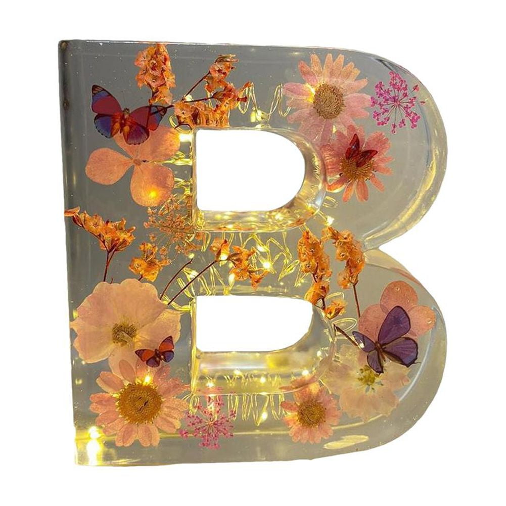 Pressed Flower Resin Letters with LED Light ,Floral Resin Night Light ...