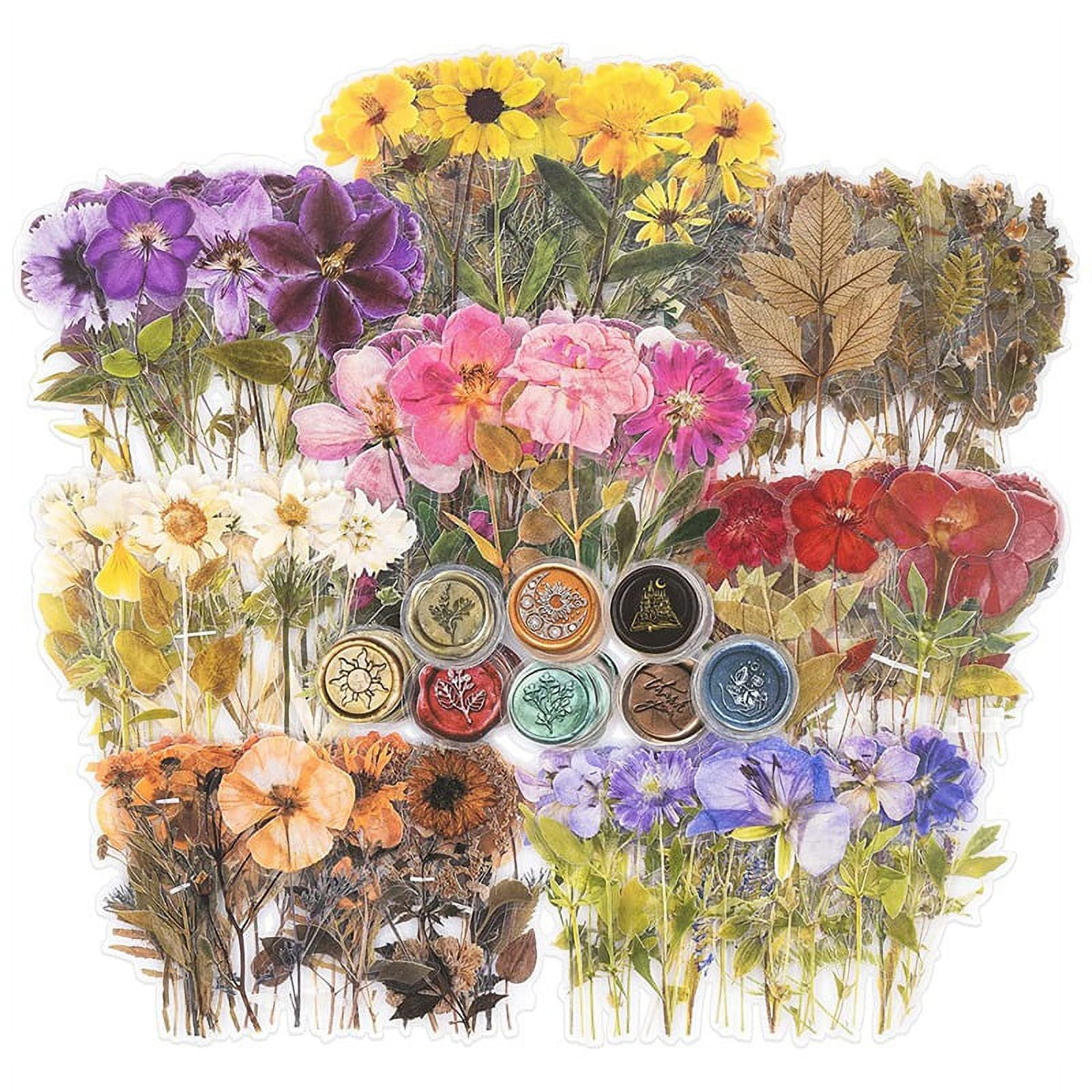 Pressed Flower Theme Stickers Set (320 Pieces) Dried Flowers Resin ...