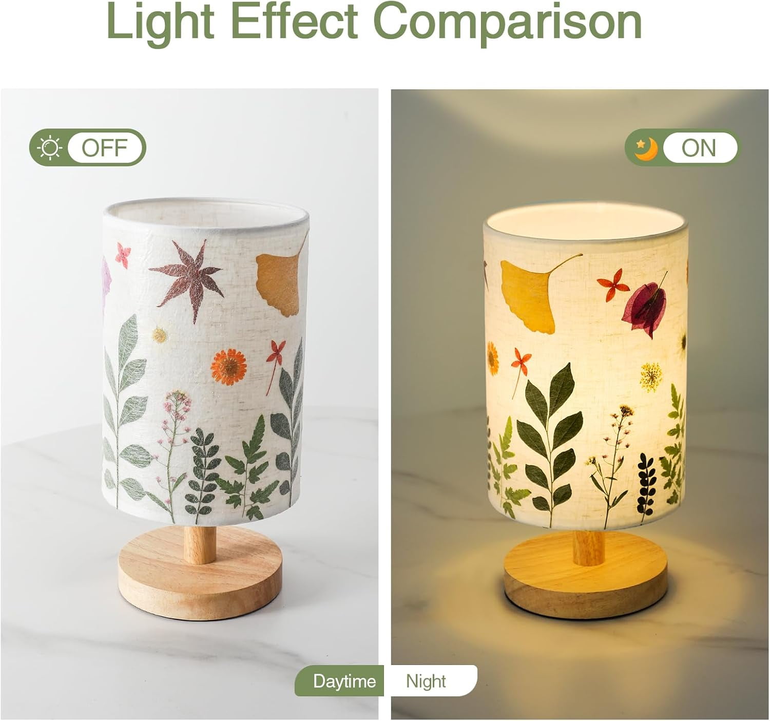 Pressed Flowers Table Lamp 5W LED 3Color Temperatures Dried Flower ...