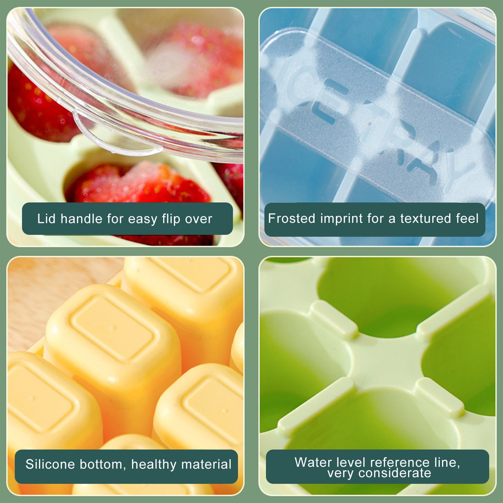 Pressed Silicone Ice Cube Tray Food Grade Large Capacity Ice Making ...