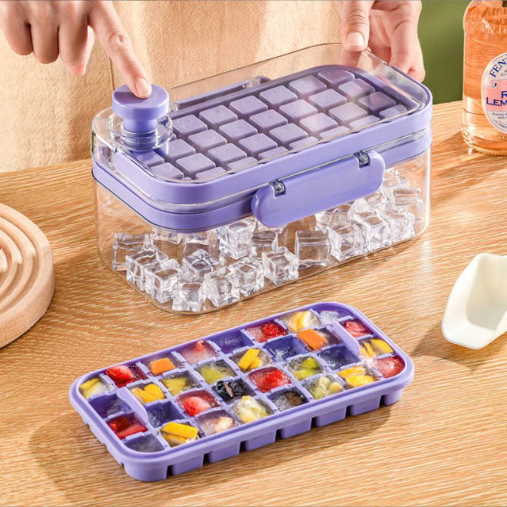 Pressing Ice Box,Ice Cube Tray with Lid And Bin,Home Ice Storage Ice ...