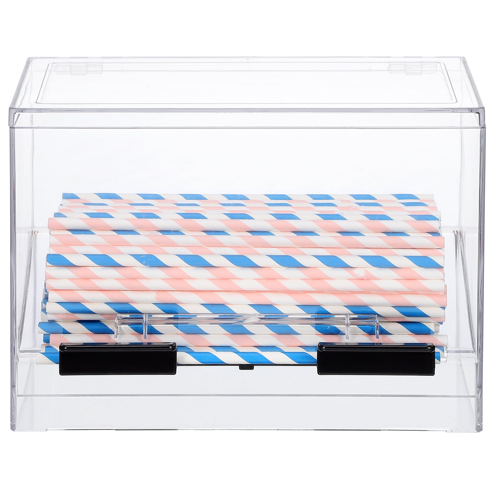 Pressing Type Straw Dispenser Straw Box Transparent Drinking Straw Box ...