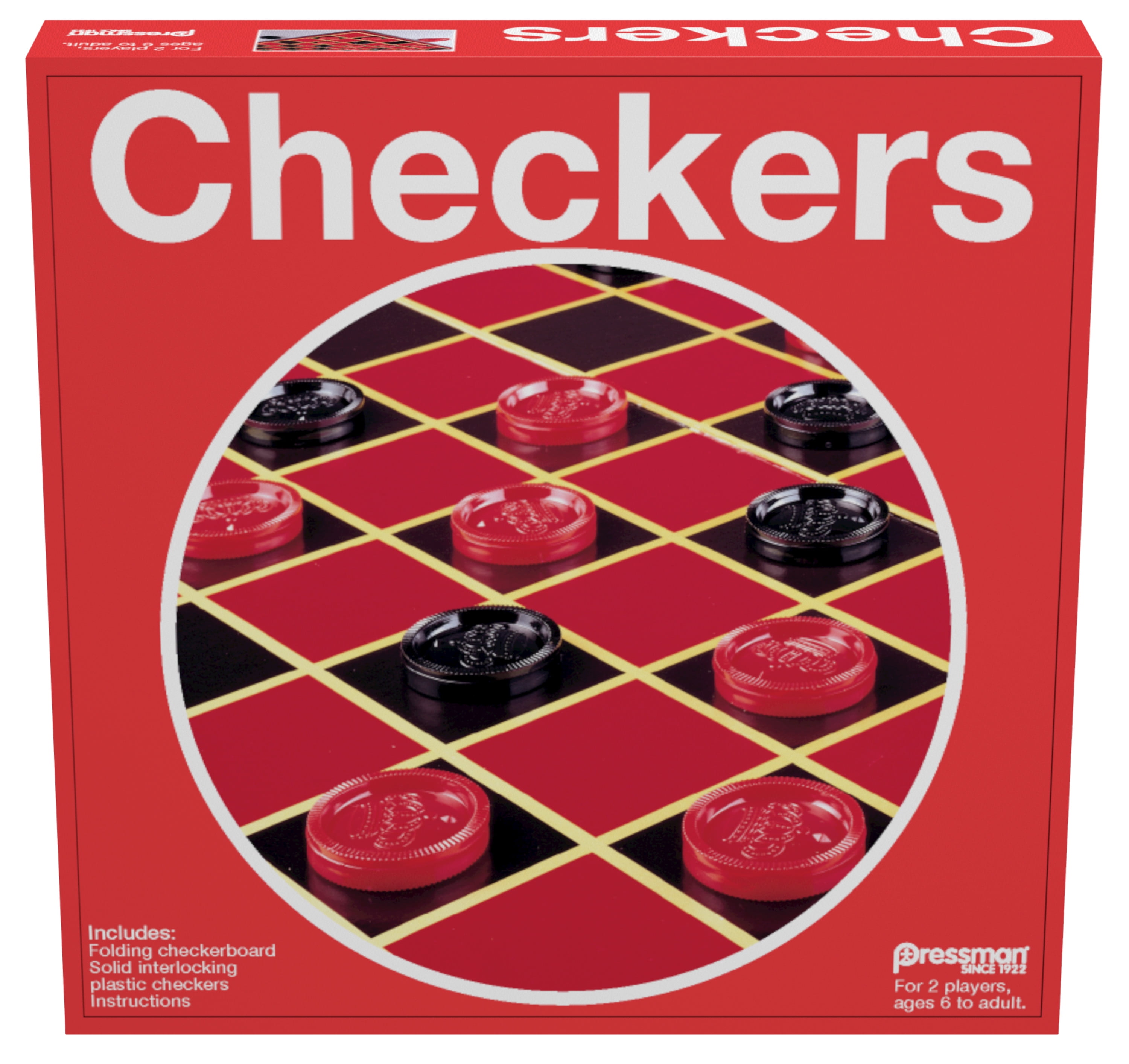 Pressman Checkers Classic Game Board Set for Kids, 2 Players, Ages 6 ...