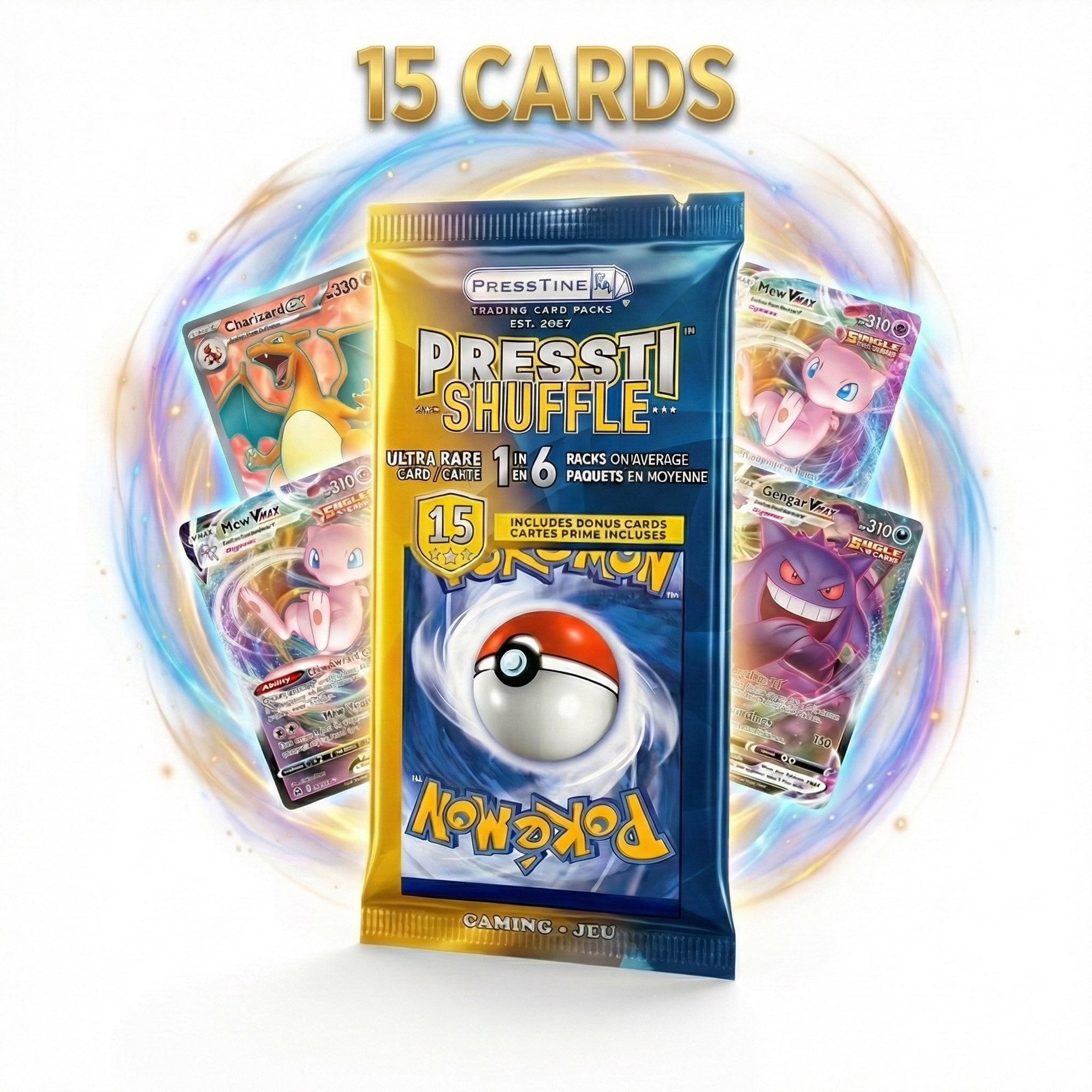 Presstine Pokemon PresstiShuffle 15-Card Trading Card Pack - Walmart.com