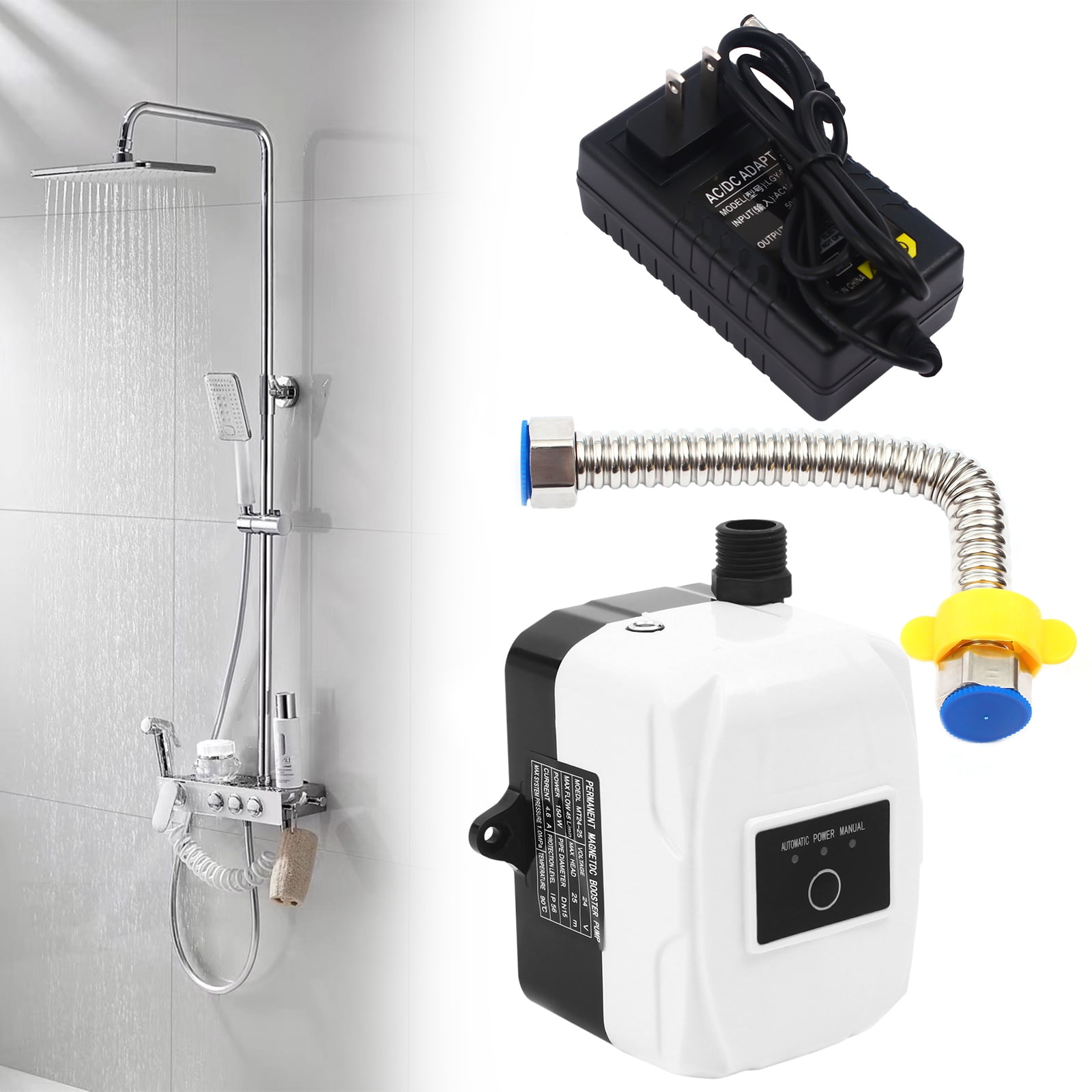 Pressure Booster Pump Mini Booster Pump W/ Water Pipe Screws Power Cord ...