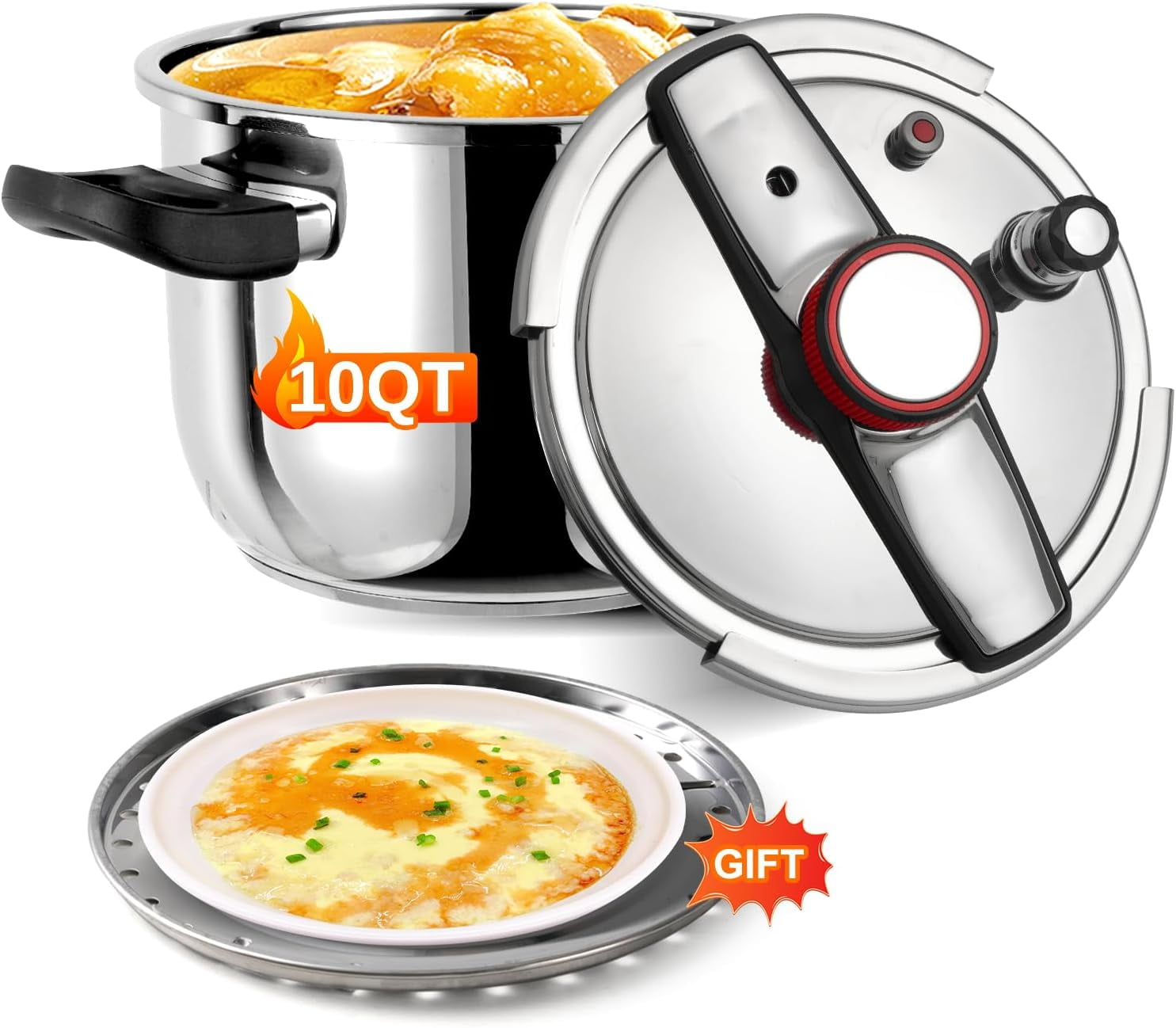 Pressure Cooker 10 QT, Stainess Steel Pressure Canner 10 Quart ...