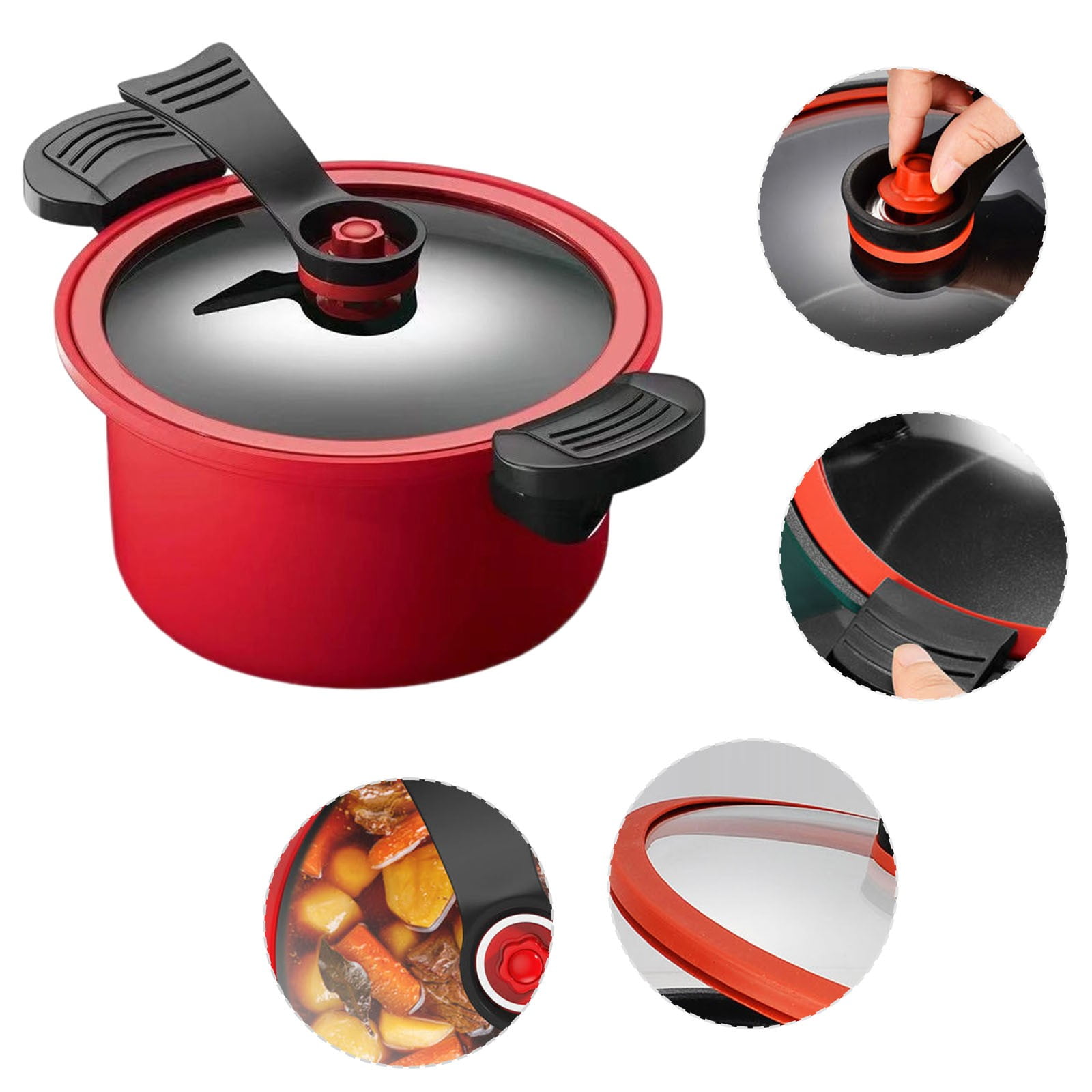 Pressure Cooker 3.5L Electric Nonstick Stew Pot | Microwave Safe ...