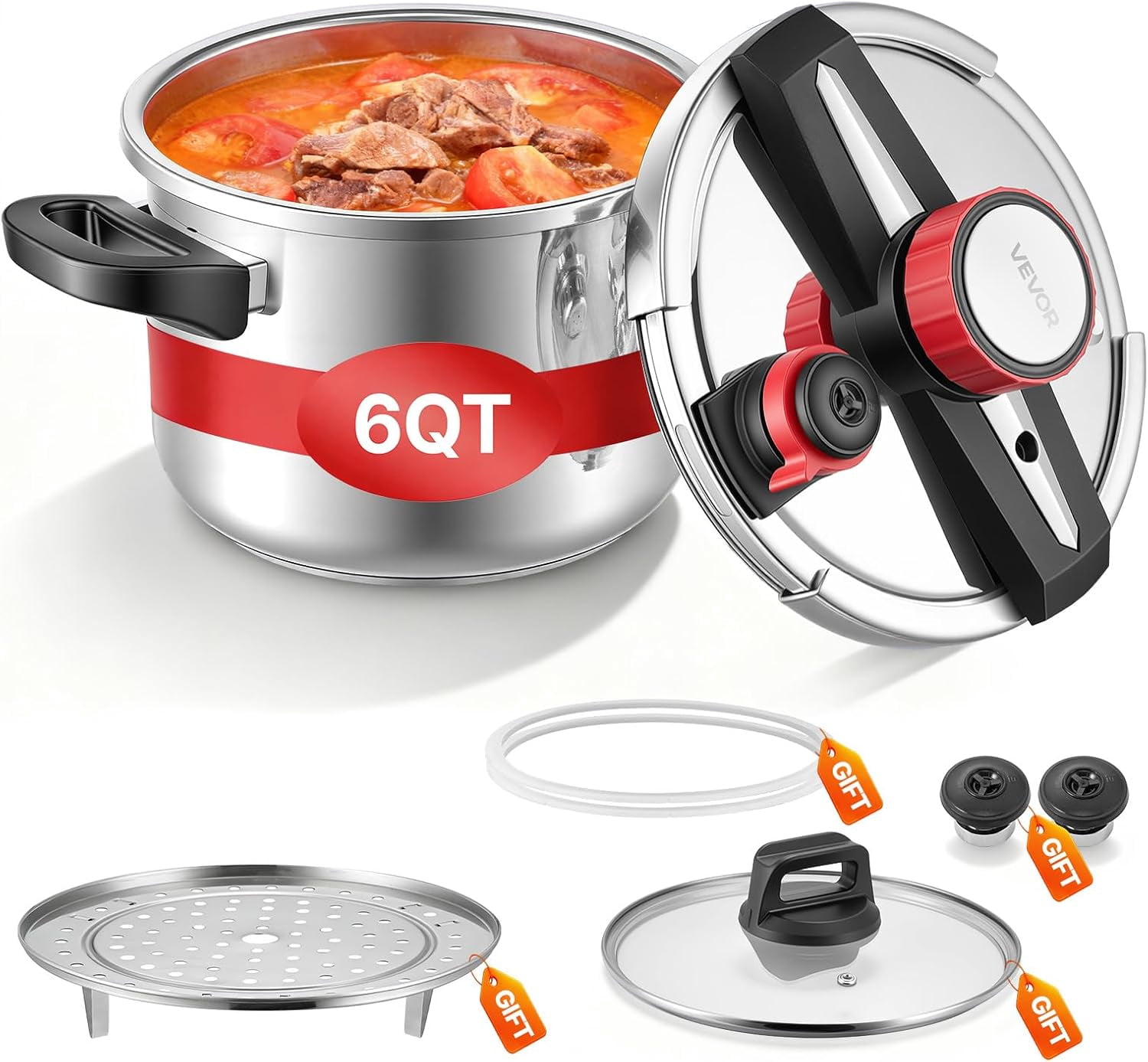 Pressure Cooker 6.3Qt Pressure Cooker Stainless Steel Pressures Canner ...