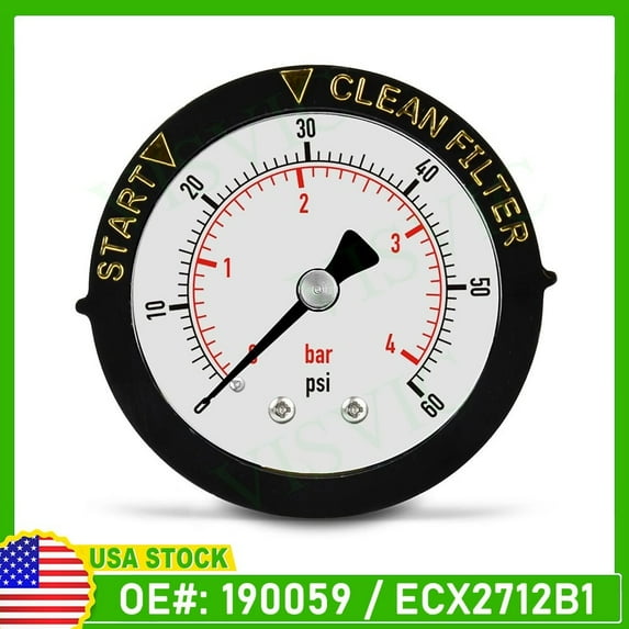 Pressure Gauge 0-60 PSI for Pentair and Hayward Pool Filter Back Mount ...