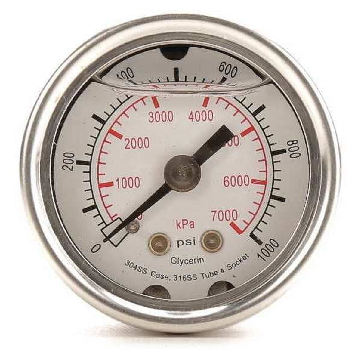 Pressure Gauge, 0 to 1000 psi, 1/8 in MNPT, Stainless Steel, Silver(4CFN2) - Walmart.com
