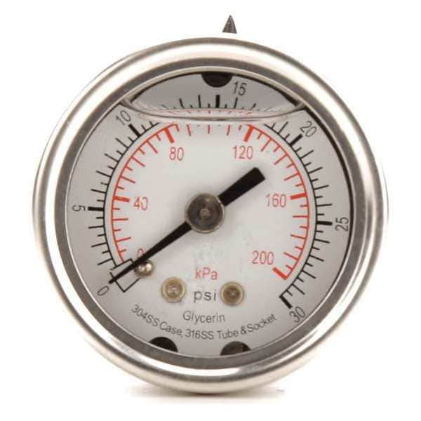 Pressure Gauge, 0 to 30 psi, 1/8 in MNPT, Stainless Steel, Silver(4CFL3) - Walmart.com
