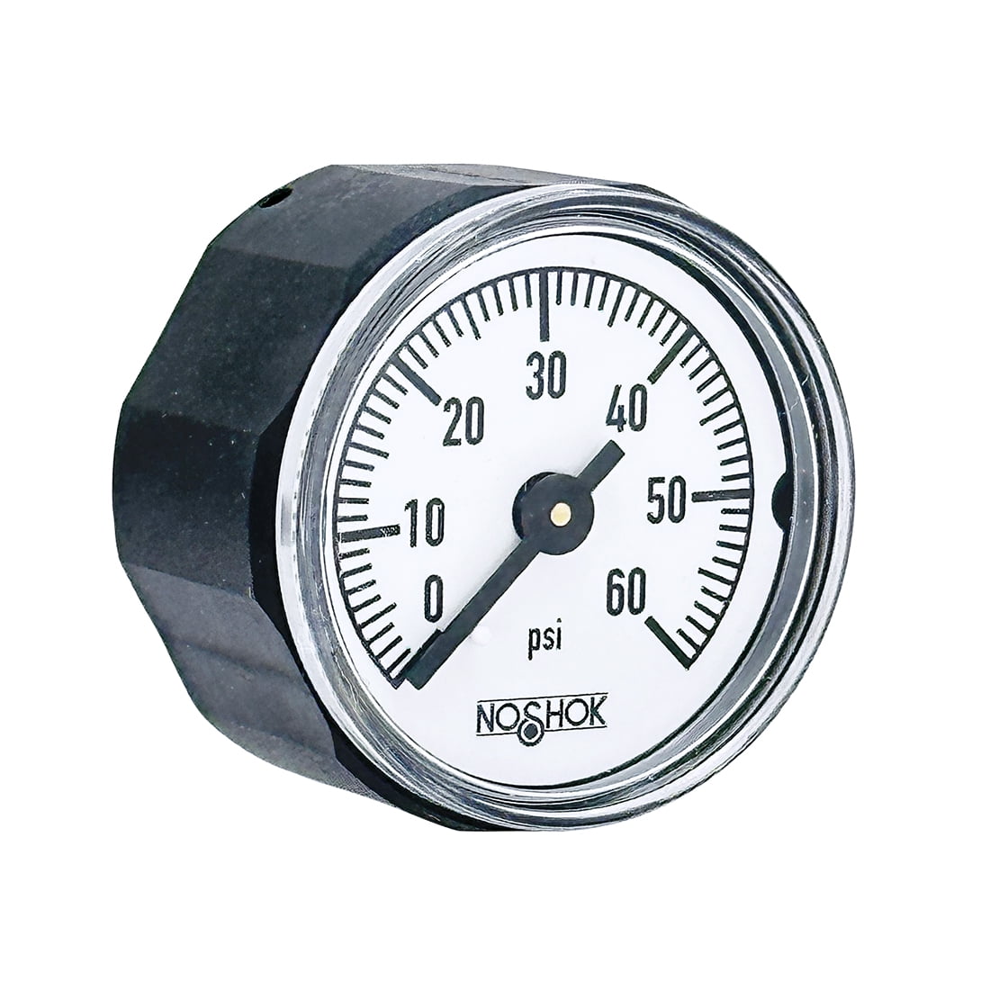 Pressure Gauge, 1" ABS Case & Socket, Copper Alloy Bourdon Tube, 60 psi ...