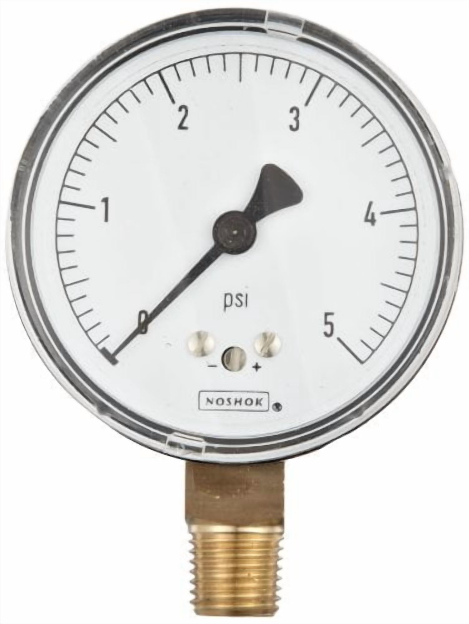Pressure Gauge, 2.5" Black Steel Case, Copper Alloy Internals, 5 psi, 1 ...