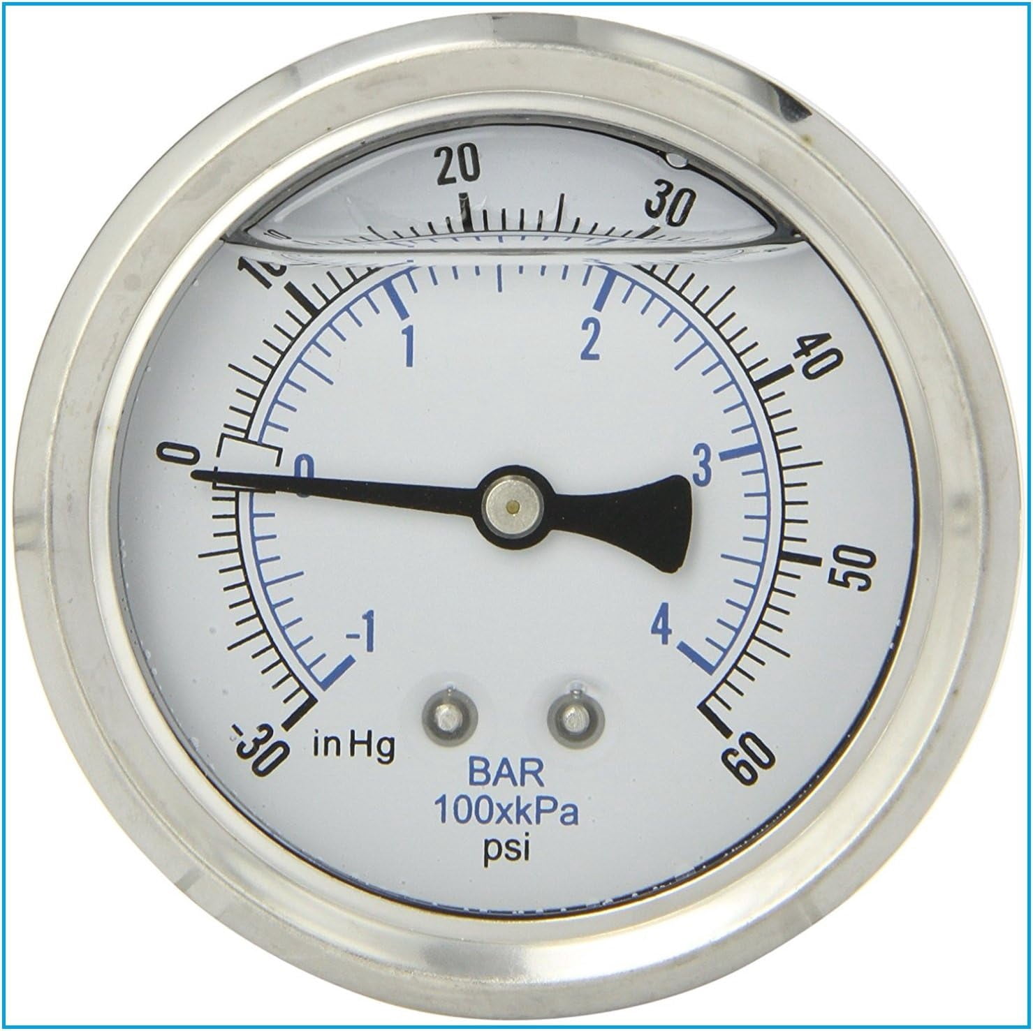 Pressure Gauge, 2.5" DIAL Display, Stainless Steel CASE, Brass ...